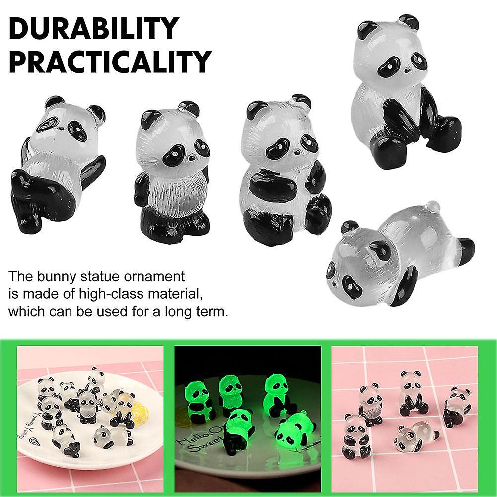 Cute Mini Luminous 3D Panda Resin Crafts Glow In The Dark Tiny Pandas ...