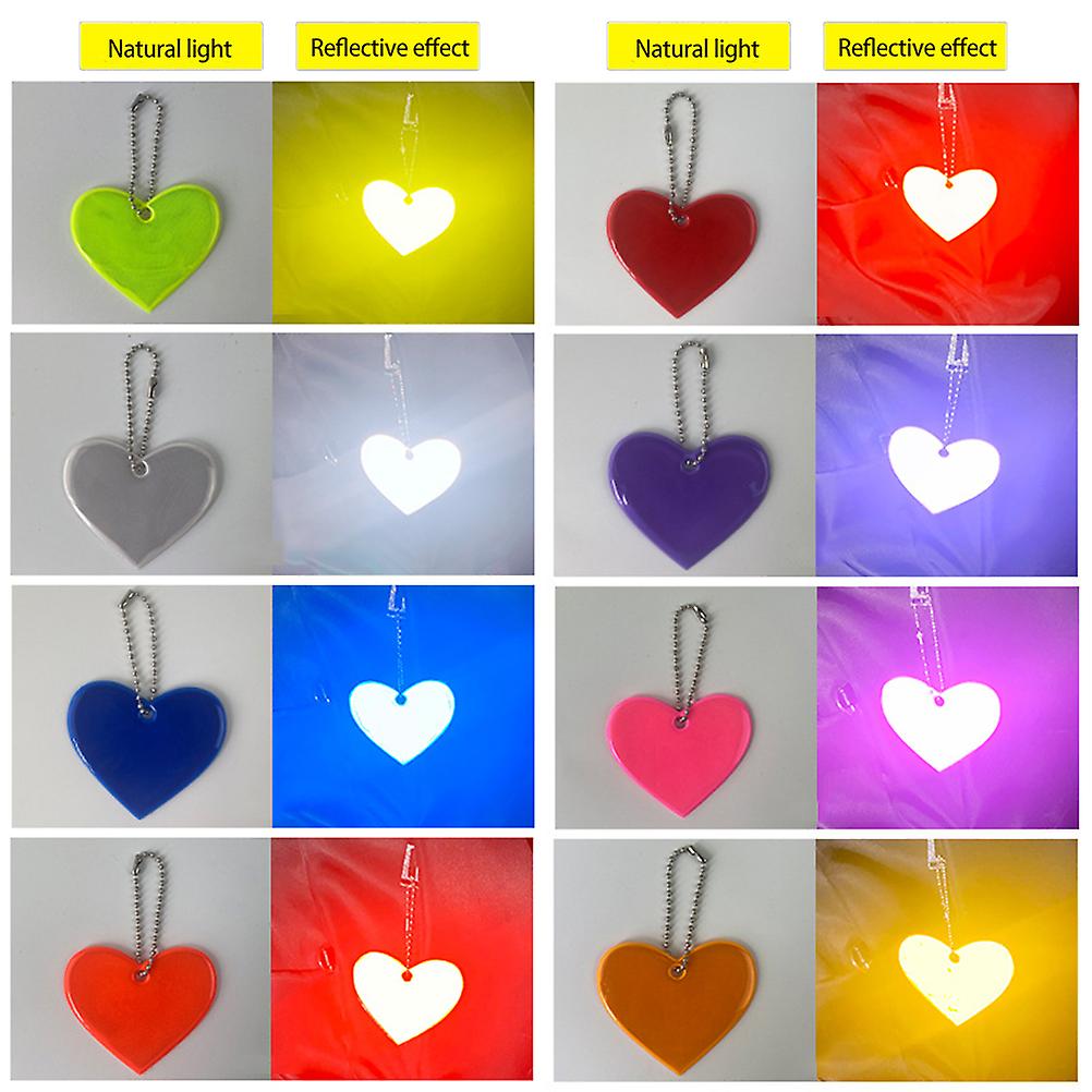 12pcs Mix Color Safety Reflector Pendant Love Heart Safety Reflector ...