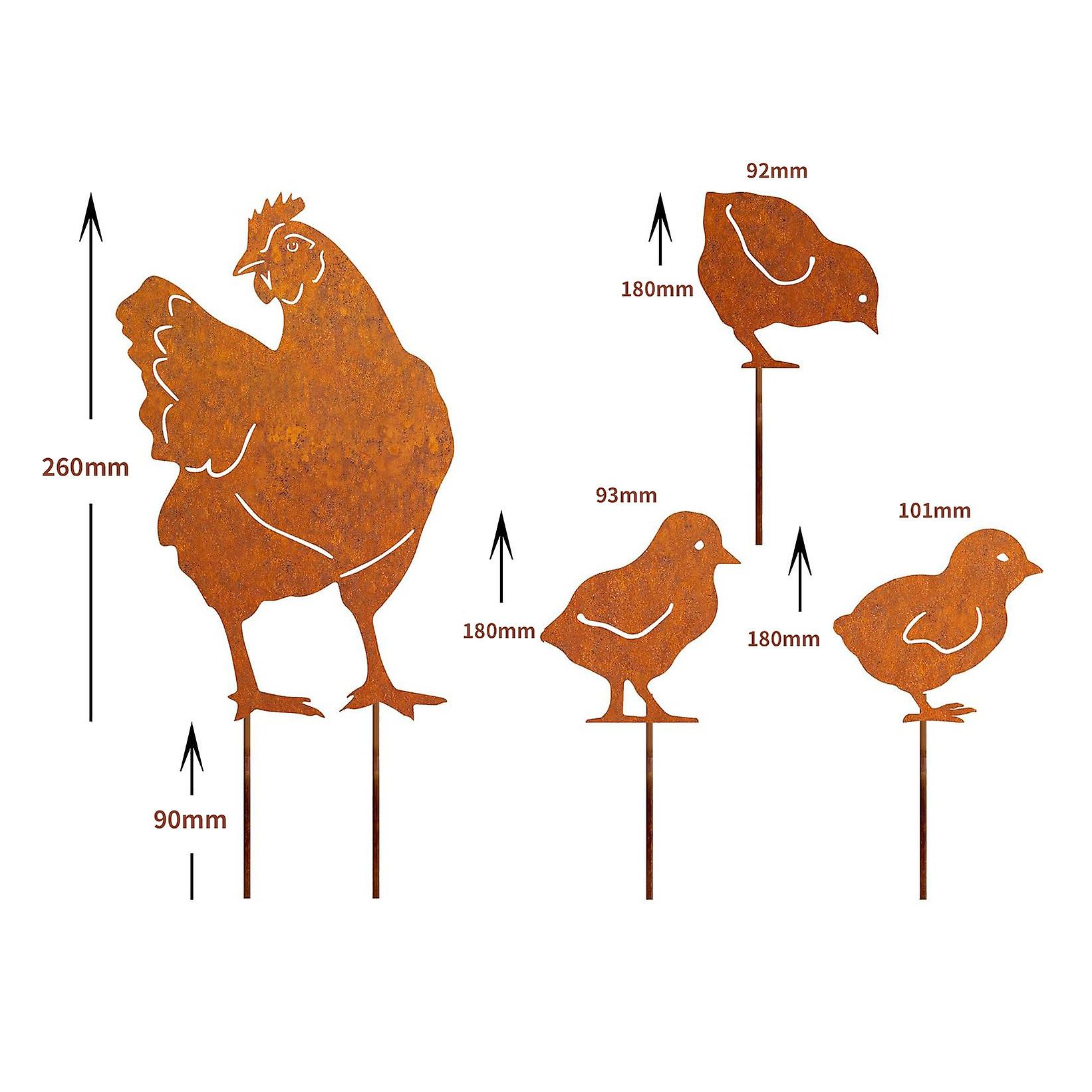 Rusty Chickens Garden Decoration, Natural Rust Patina, Garden ...