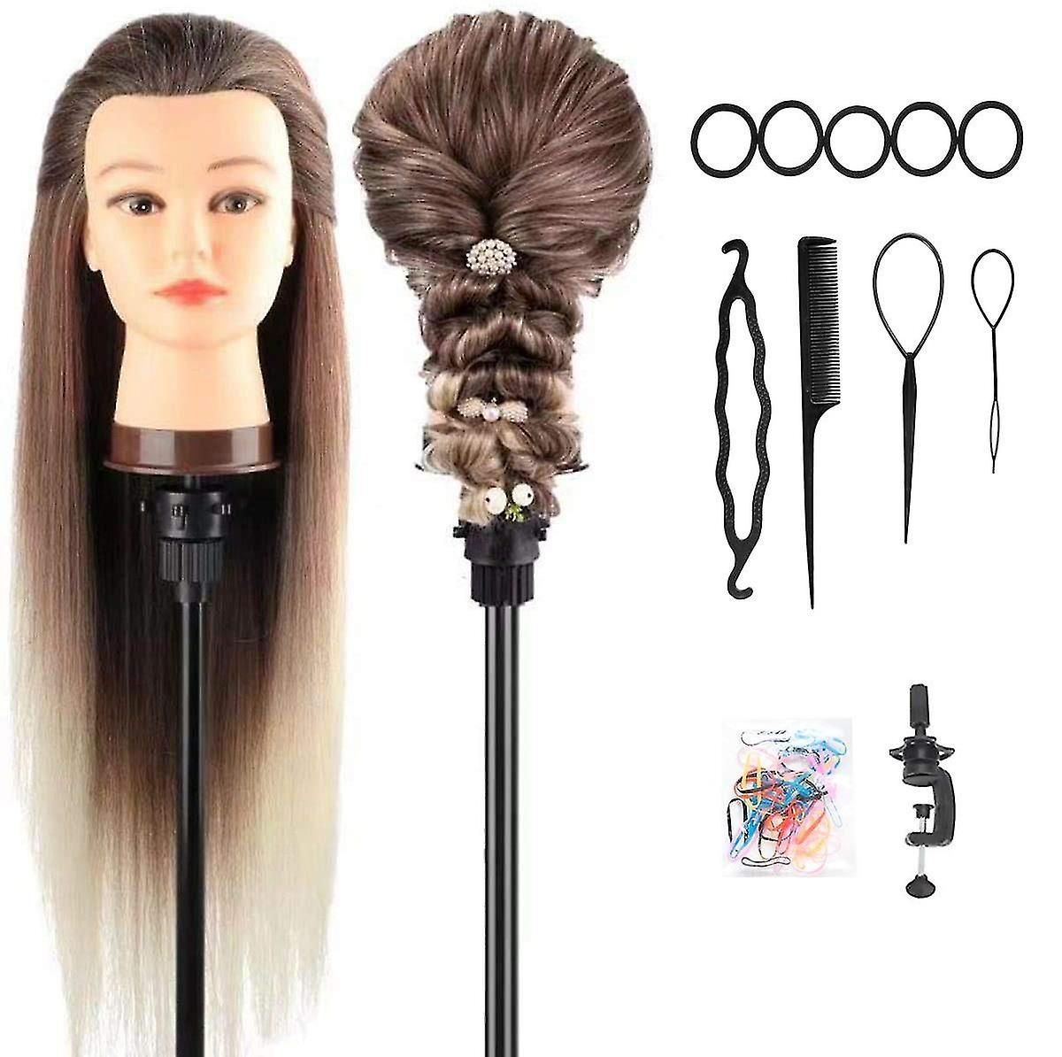 Training Head, 26-28 Inch Hairdressing Head 100% Synthetic Fiber ...