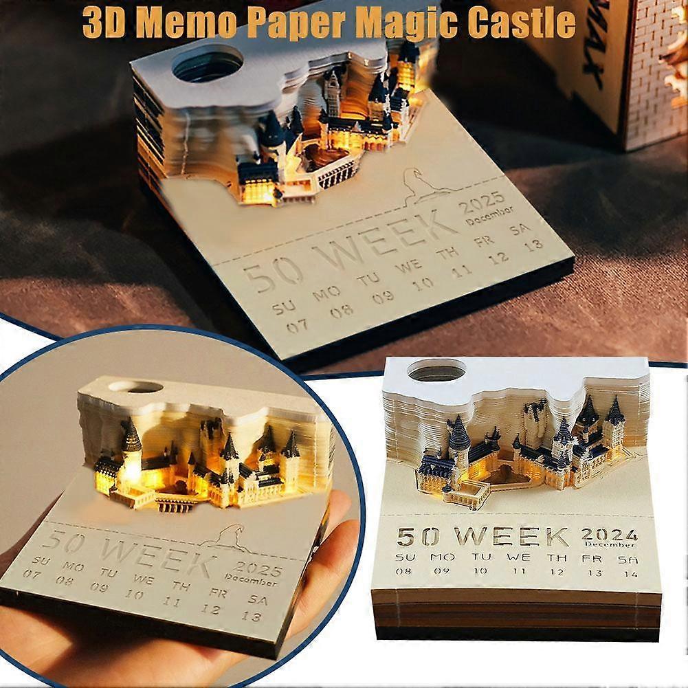 Magic Castle Weekly Calendar with Lights 3D Paper Craft Notepad | Fruugo UK