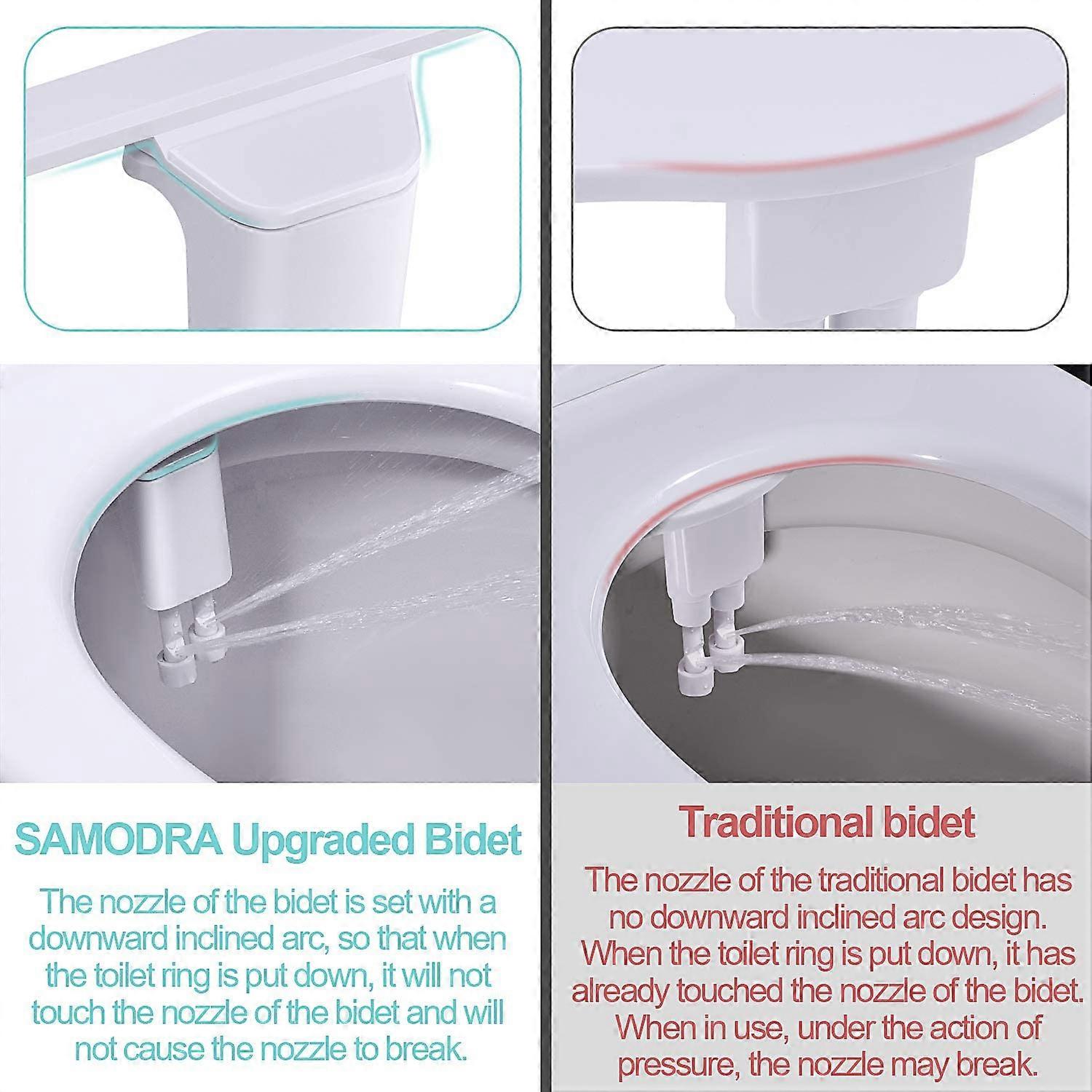 SAMODRA Bidet Attachment, Non-Electric Cold Water Bidet Toilet Seat ...