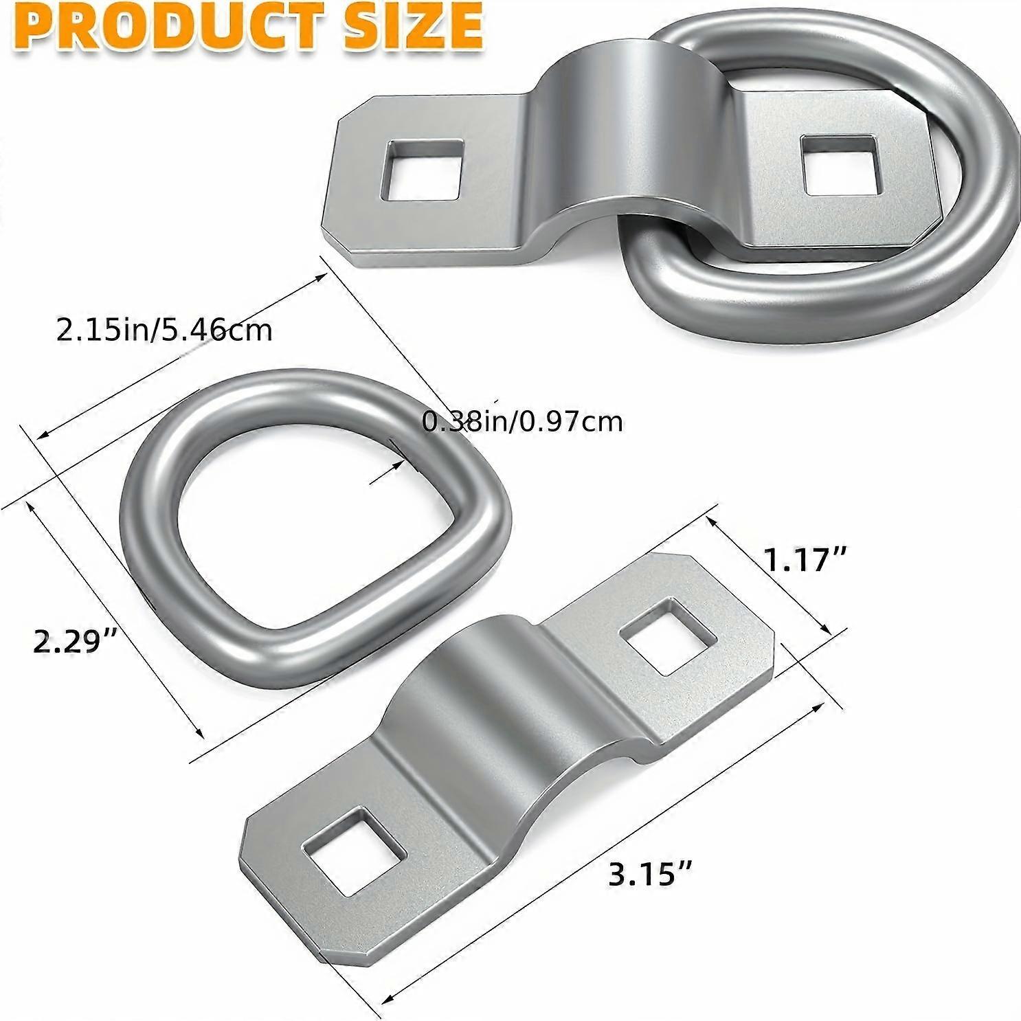 2pcs/4pcs 3/8" D-Rings Heavy Duty Truck Tie Down Anchors, Steel Tie ...