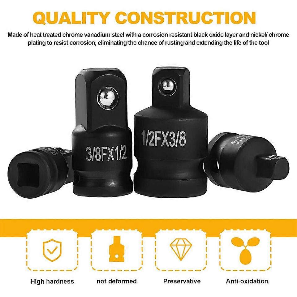 6 piece socket adapter set impact wrench nut set 1/4 3/8 1/2 to 3/4 ...