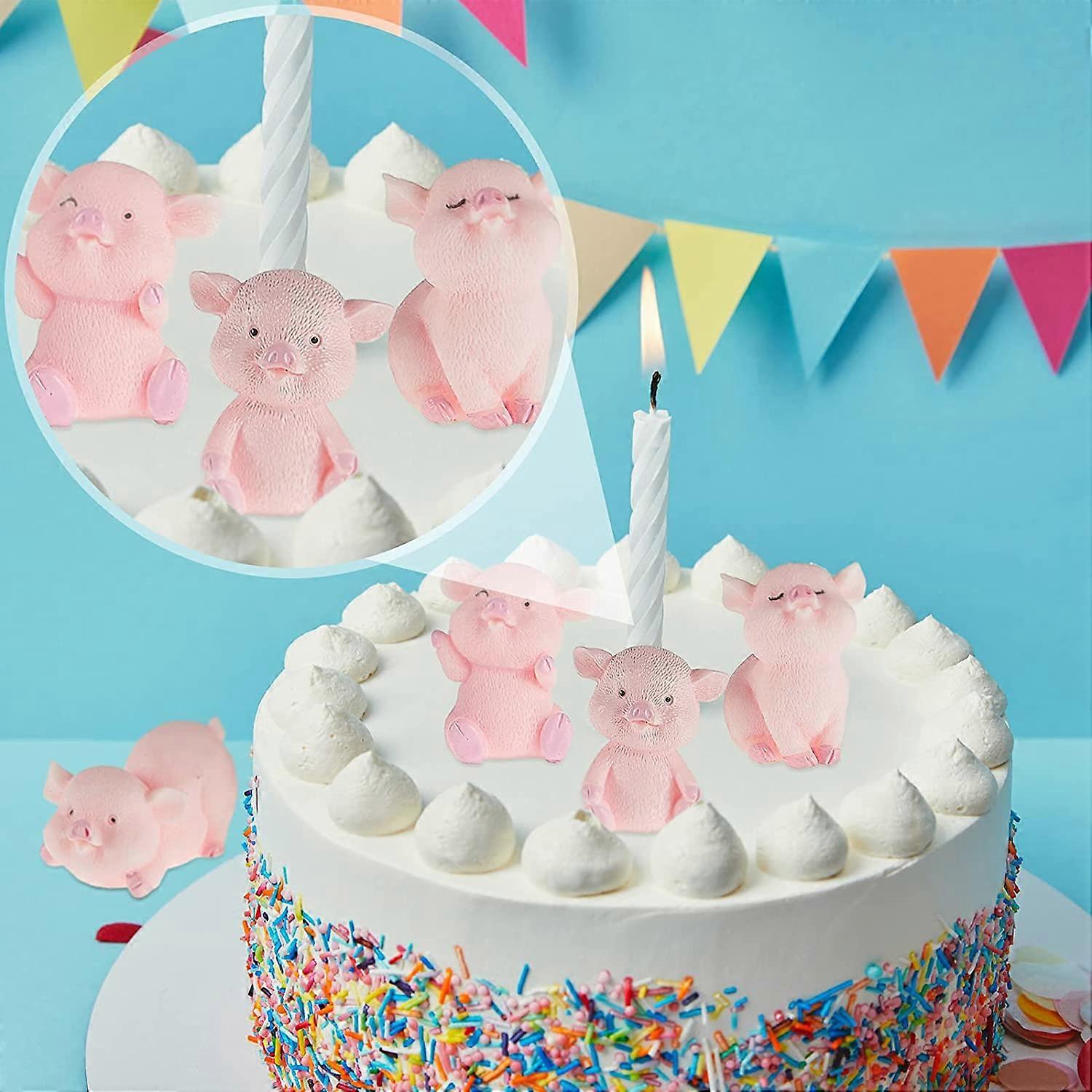 16 Pieces Cute Pink Piggy Toy Figures Miniature Pig Cake Toppers for ...