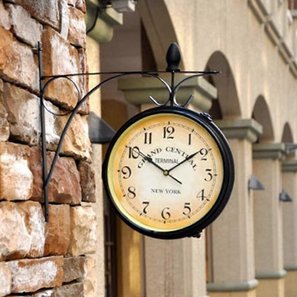 Outdoor Wall Clock Retro Double Sided Wall Clock Garden Clock ...