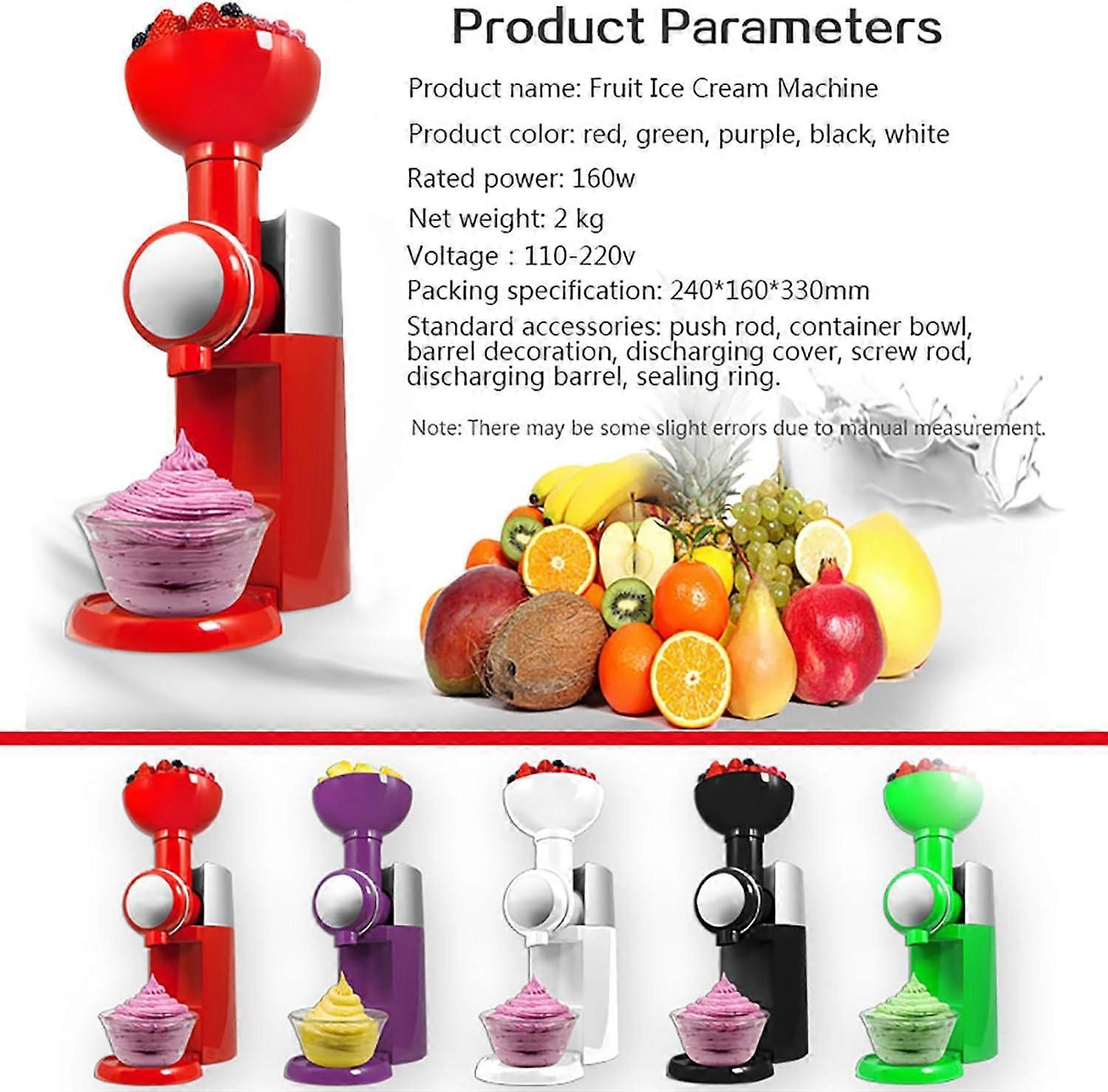 Ice Cream Machine, Household Automatic Fro zen Fruit Dessert Machine ...