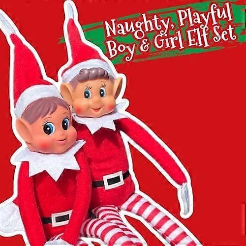 Set of 2 Elfie (Boy) and Elvie (Girl) Set Fun and Playful Elves Behavin ...