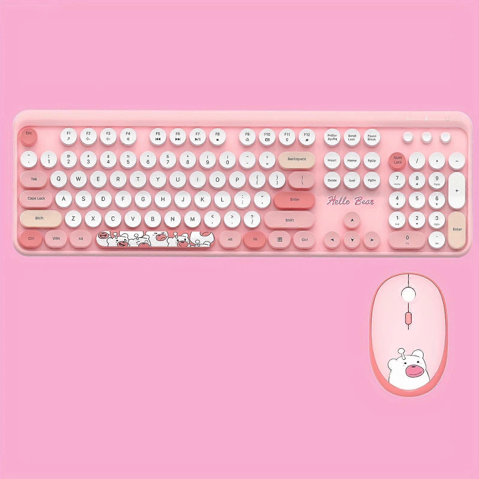 Retro Wireless Keyboard and Mouse Combo - Full Size Typewriter Style ...