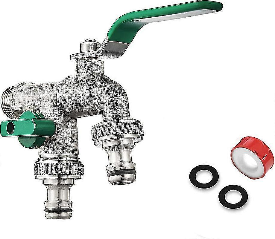 Premium Brass Double Water Tap, 1/2'' Inch Garden Tap Double Water Tap ...