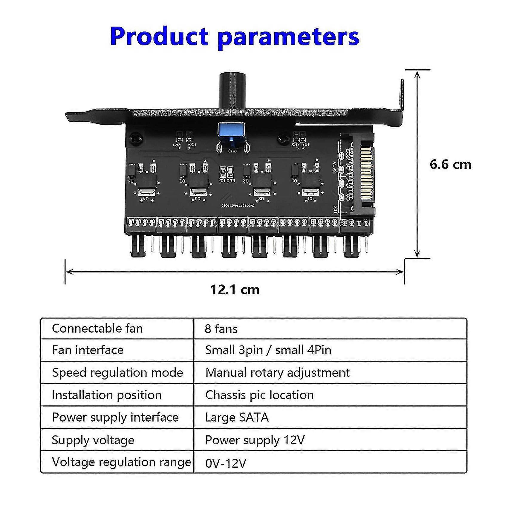Pc 8 Channels Fan Hub Cooling Fan Speed Controller For Cpu Case Hdd Vga ...