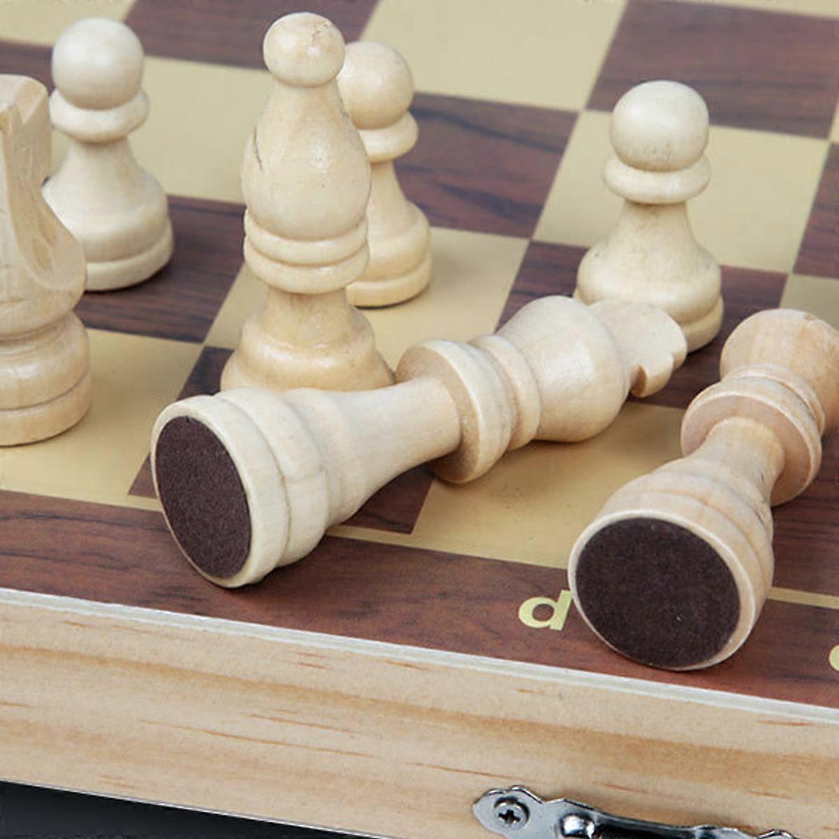 Timeless Wooden Chess Sets, Solid Wood 3-In-1 Game Set Including Chess ...