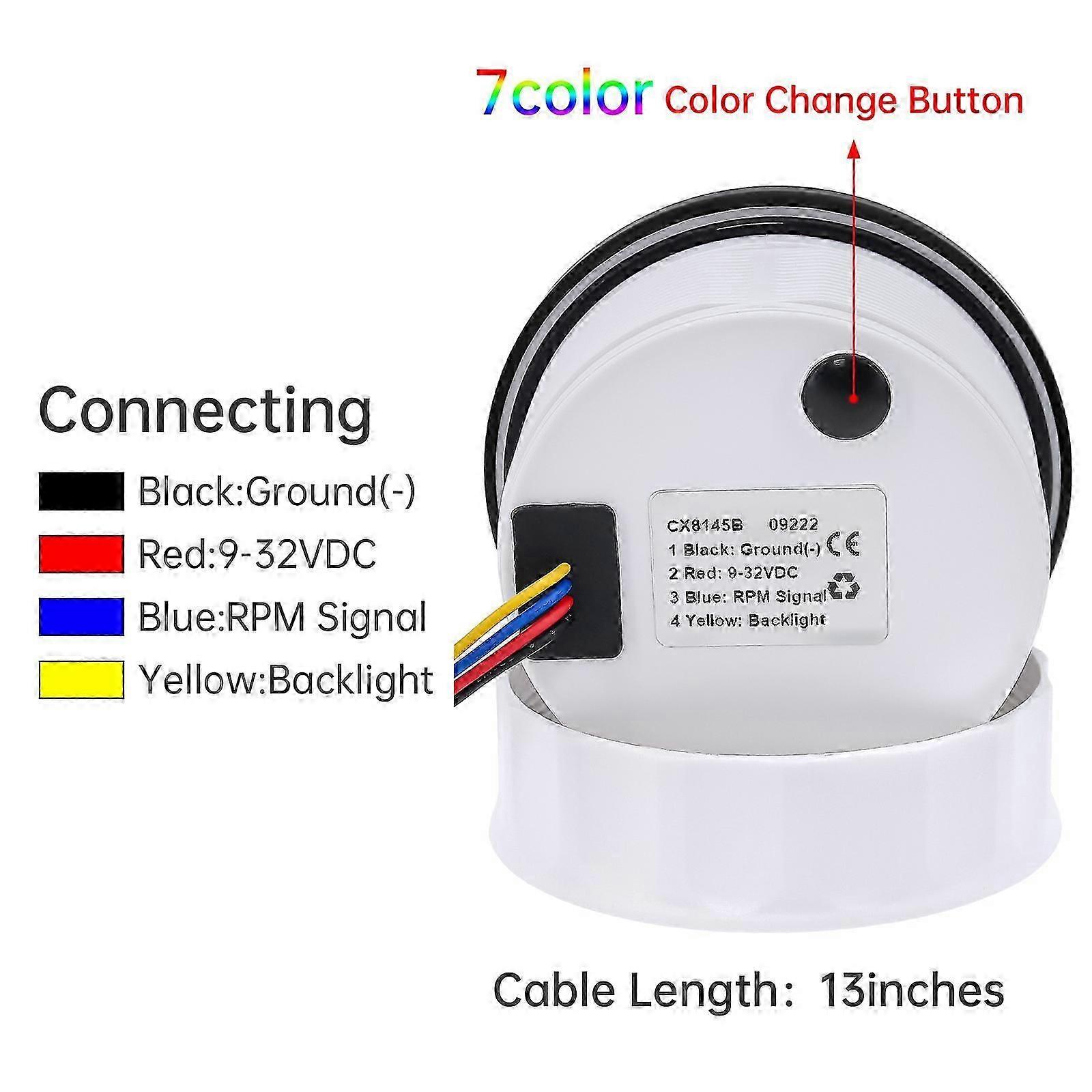 85MM Diesel Engine Tachometer 3000/4000/6000/8000 RPM Gauge REV Counter ...