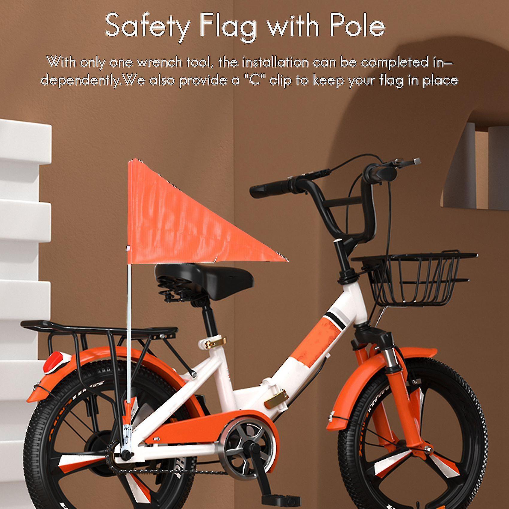 Safety Flag With Pole,6 Foot Adjustable High Visibility Bike Flag ...