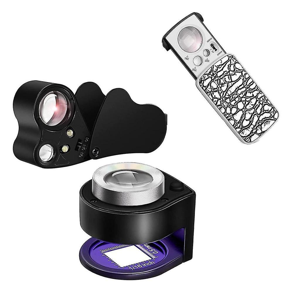 2 Pack 30x 60x Jewelers Loupe And Led Slide-out Jewelers Loupe, 1pack ...