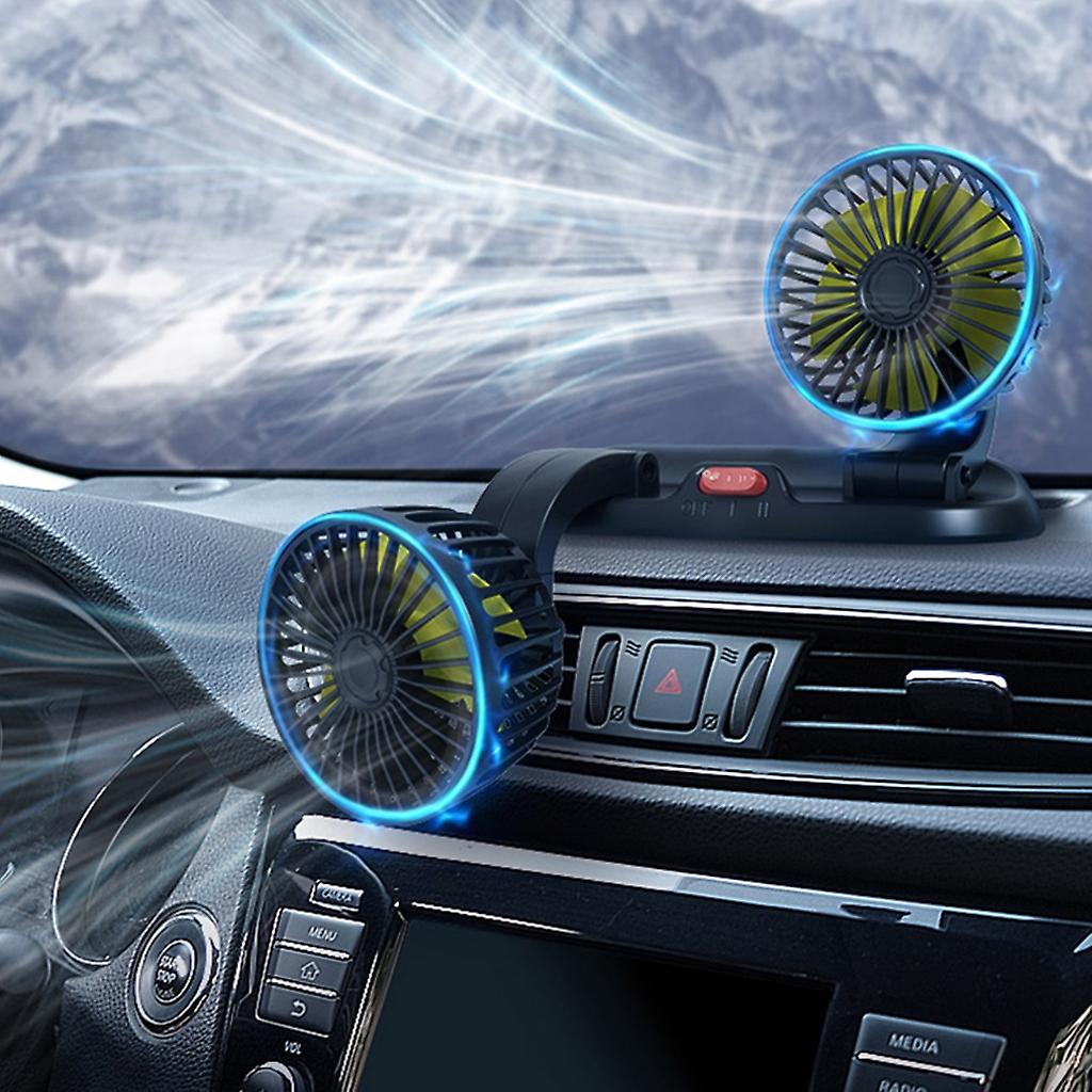 12V/24V Car Cooling Fan 360 Rotation Vehicle Mounted USB Fan Auto ...
