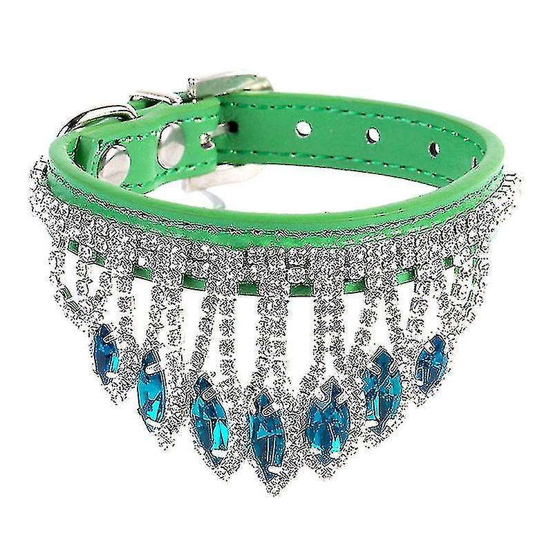 Bling Rhinestone Dog Collar Soft Adjustable Pu Leather Diamond Pendant ...