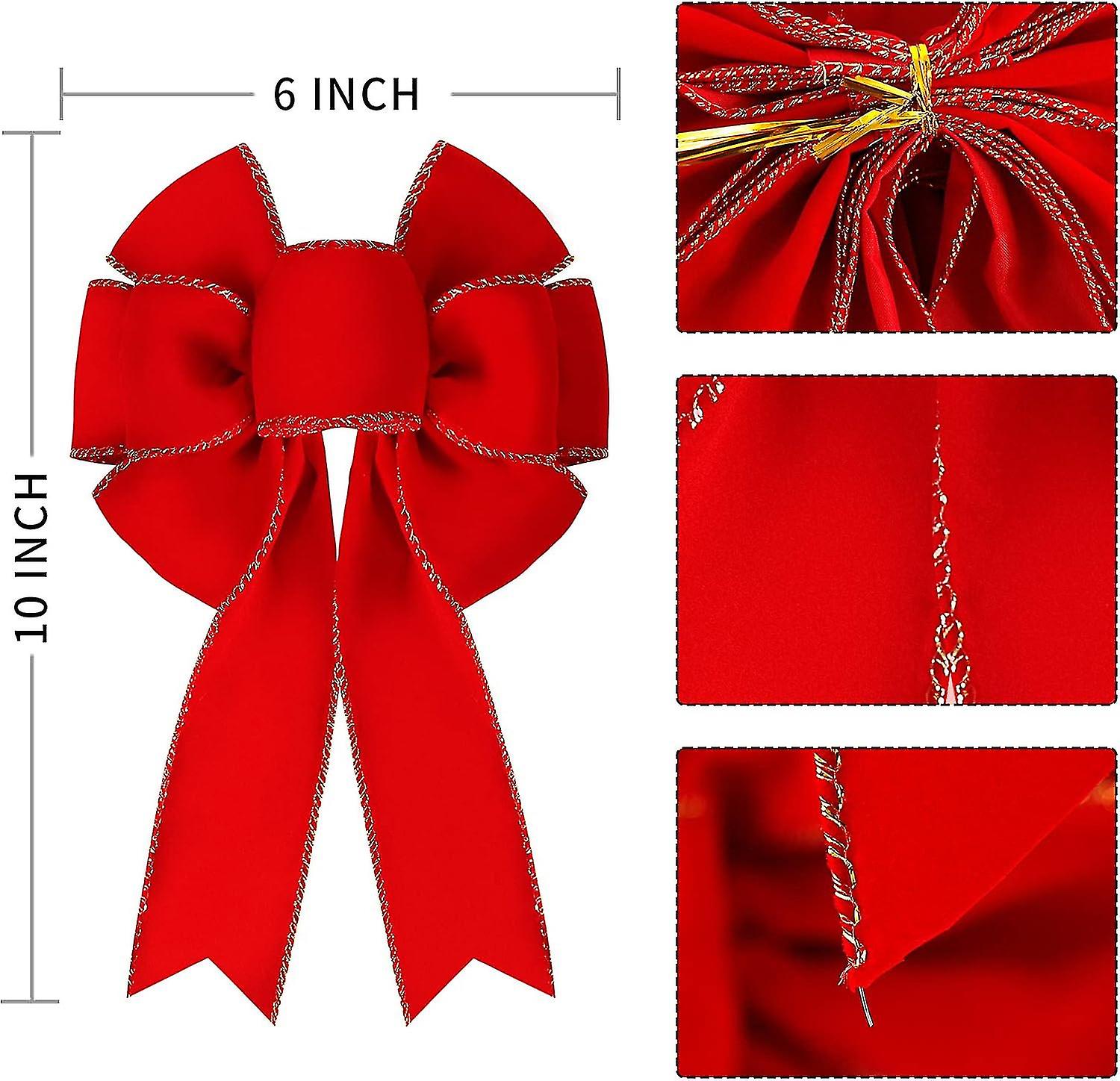 The Best Led Red Bows Christmas Decorations Big Wired Velvet Bow With ...