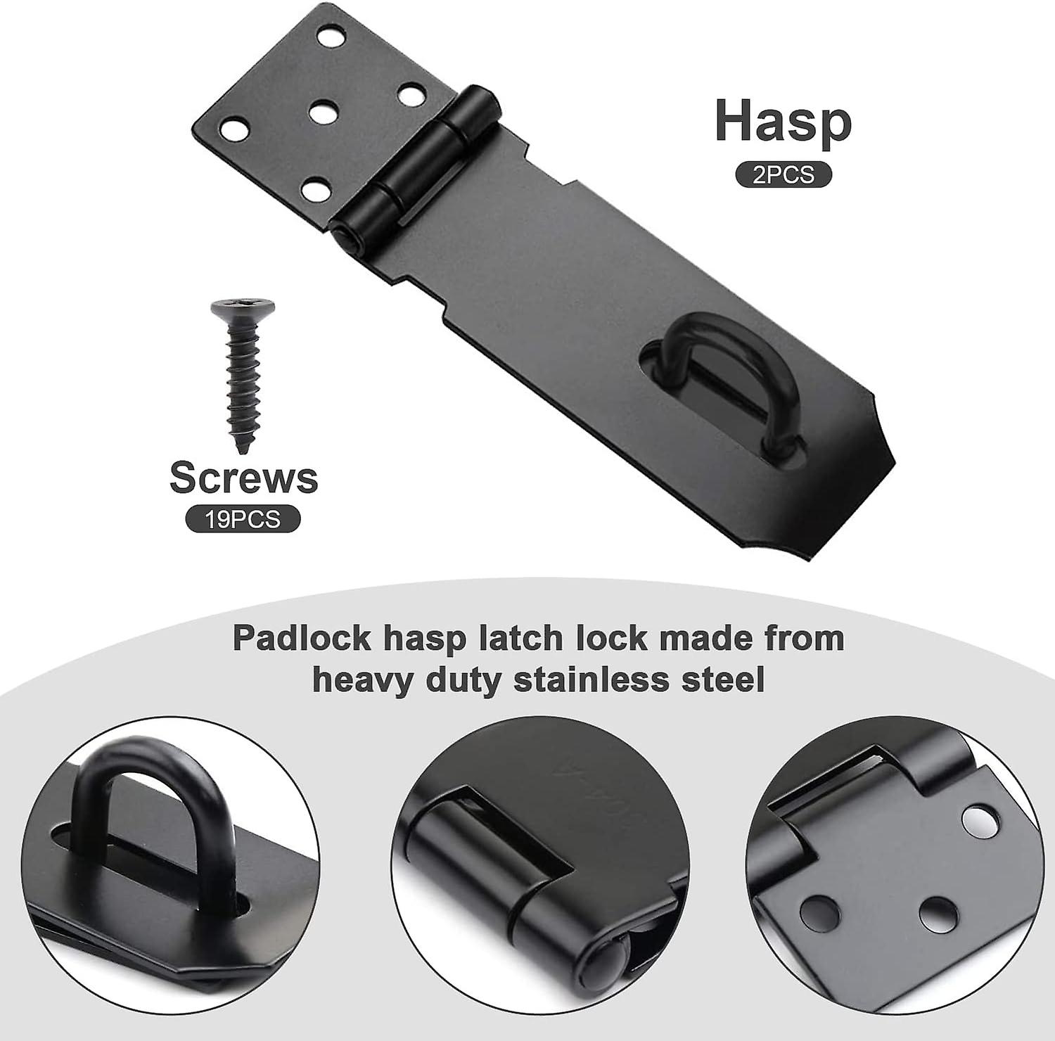 Door Hasp Padlock, 2pcs Exterior Door Latch Clasp, 5 Inch Stainless ...