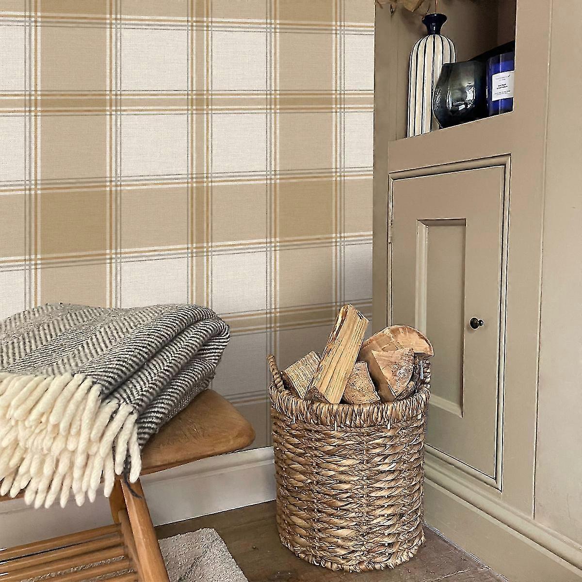 Carmella Check Textured Heavyweight Vinyl Wallpaper Belgravia | Fruugo UK