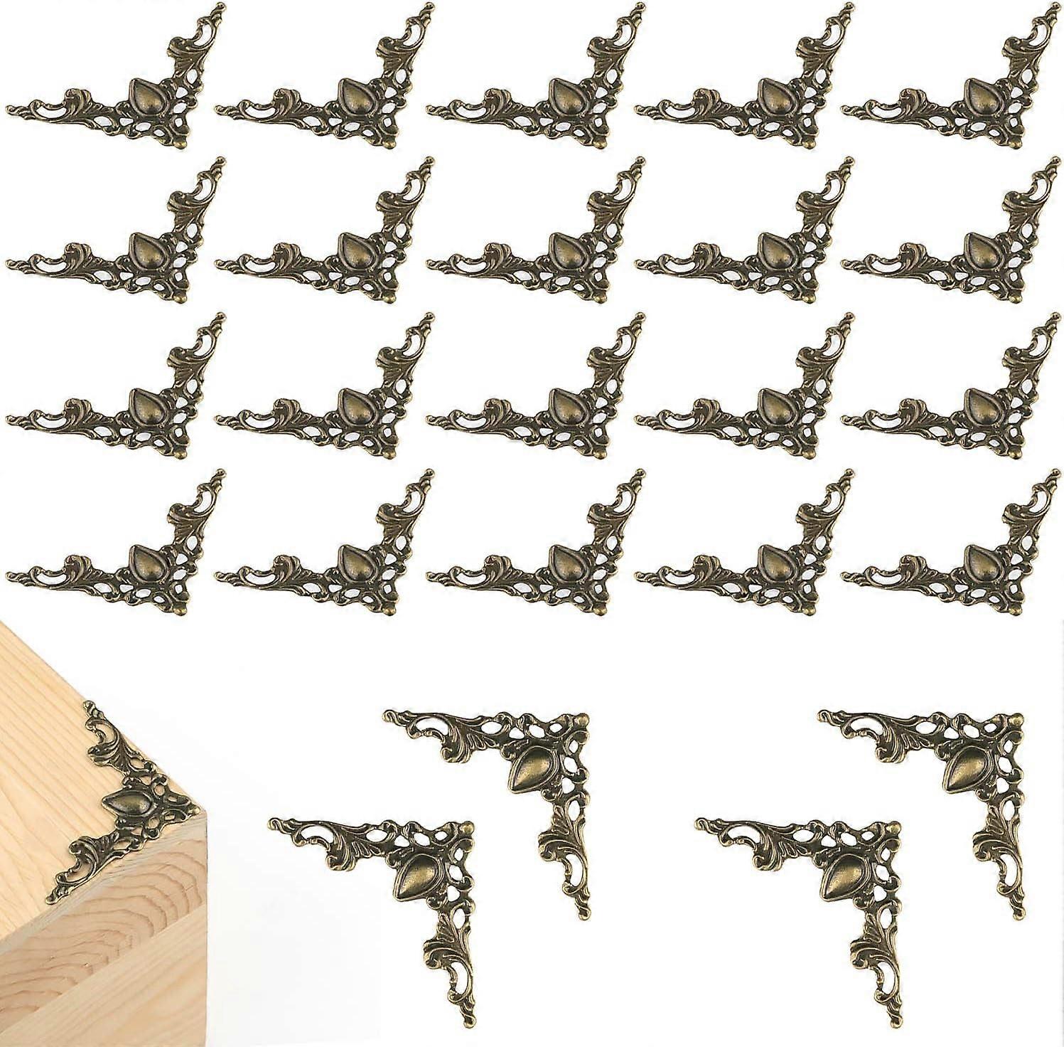 24 Pcs Metal Corner Protectors, Metal Box Corners for Decorated Wooden Boxes Book Album (Antique ...