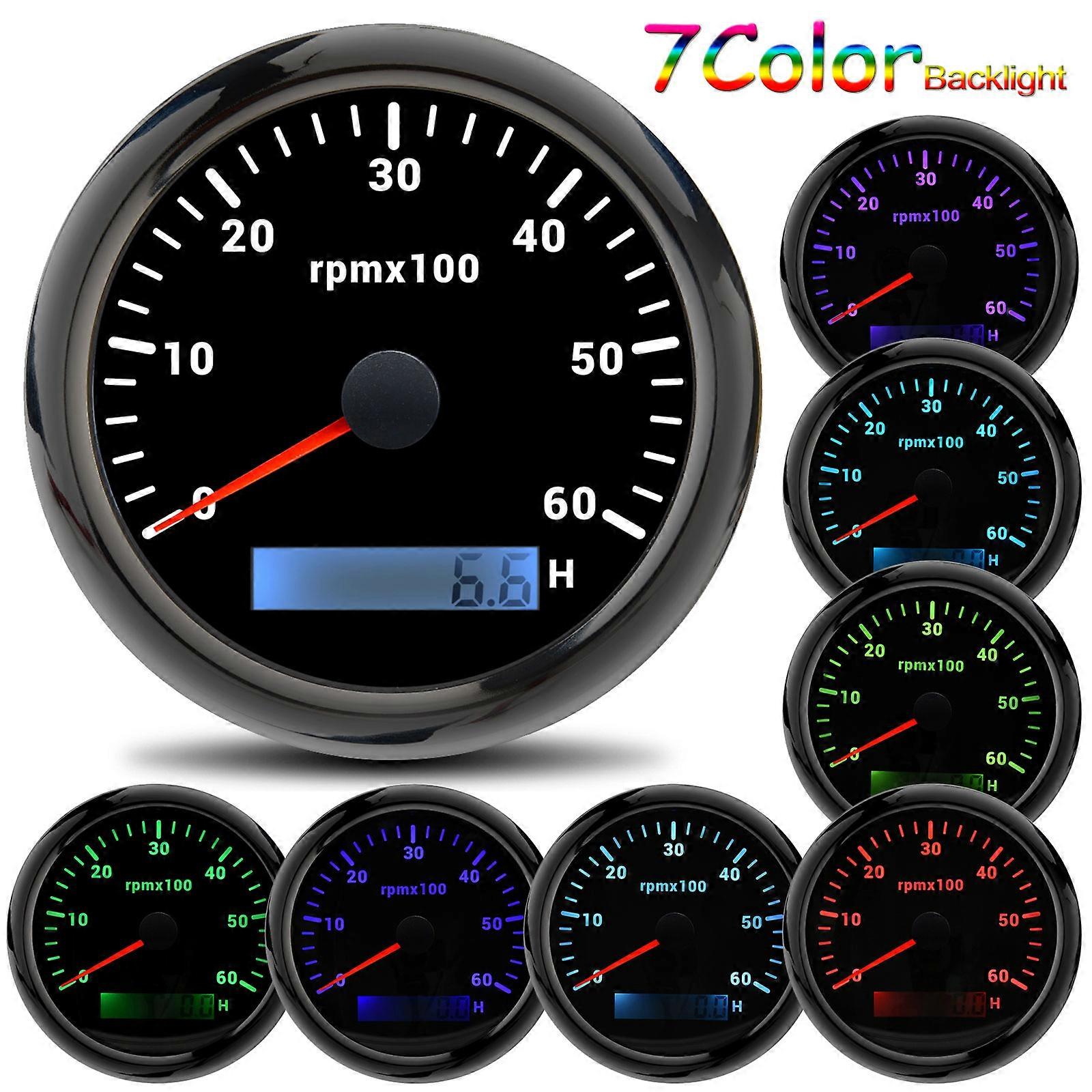 AD 85MM Tachometer with LCD Hour Meter For Marine Boat Car RPM Gauge 0 ...
