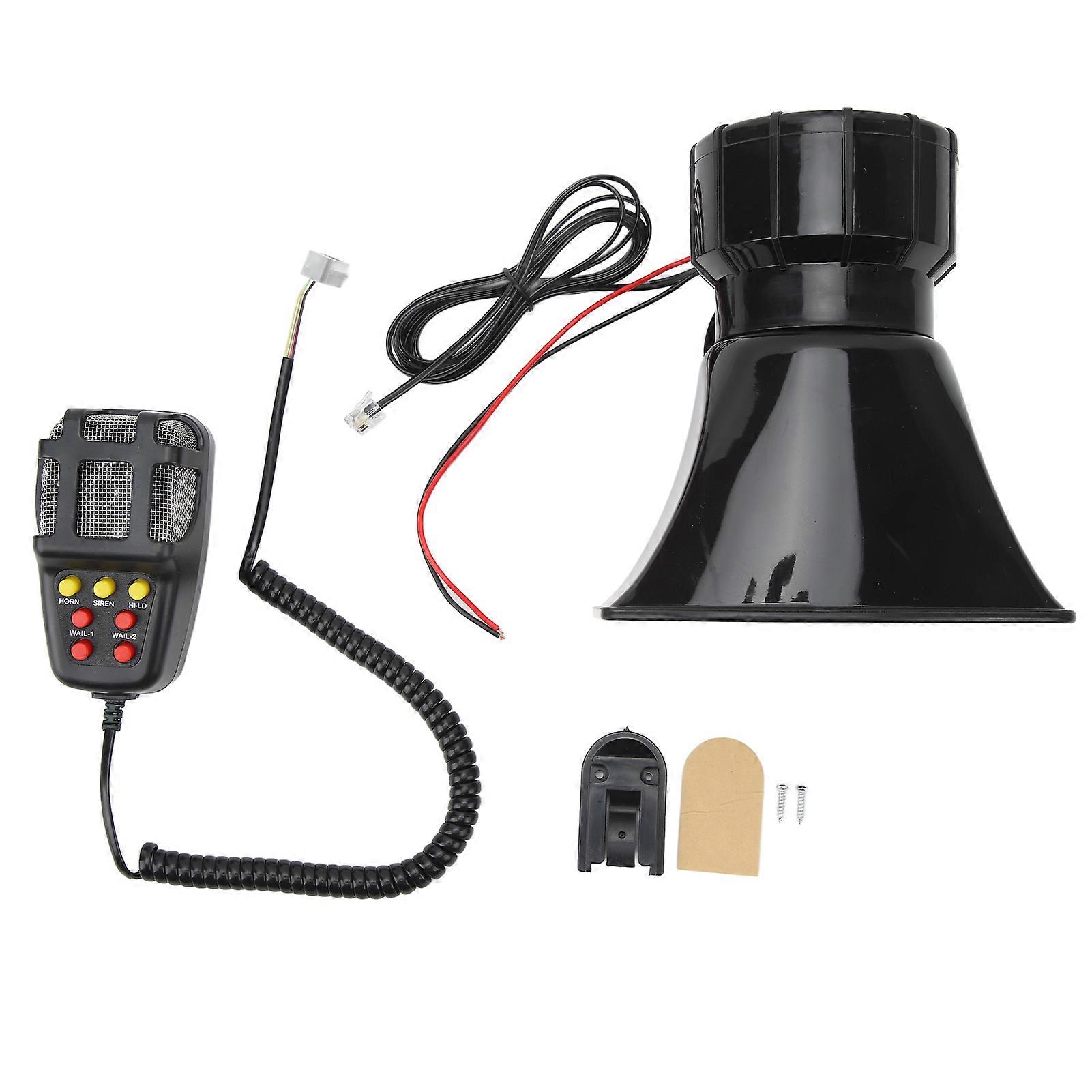 Alarm Horn Siren 7 Sound Loud Car Siren Horn Recording Function Speaker ...
