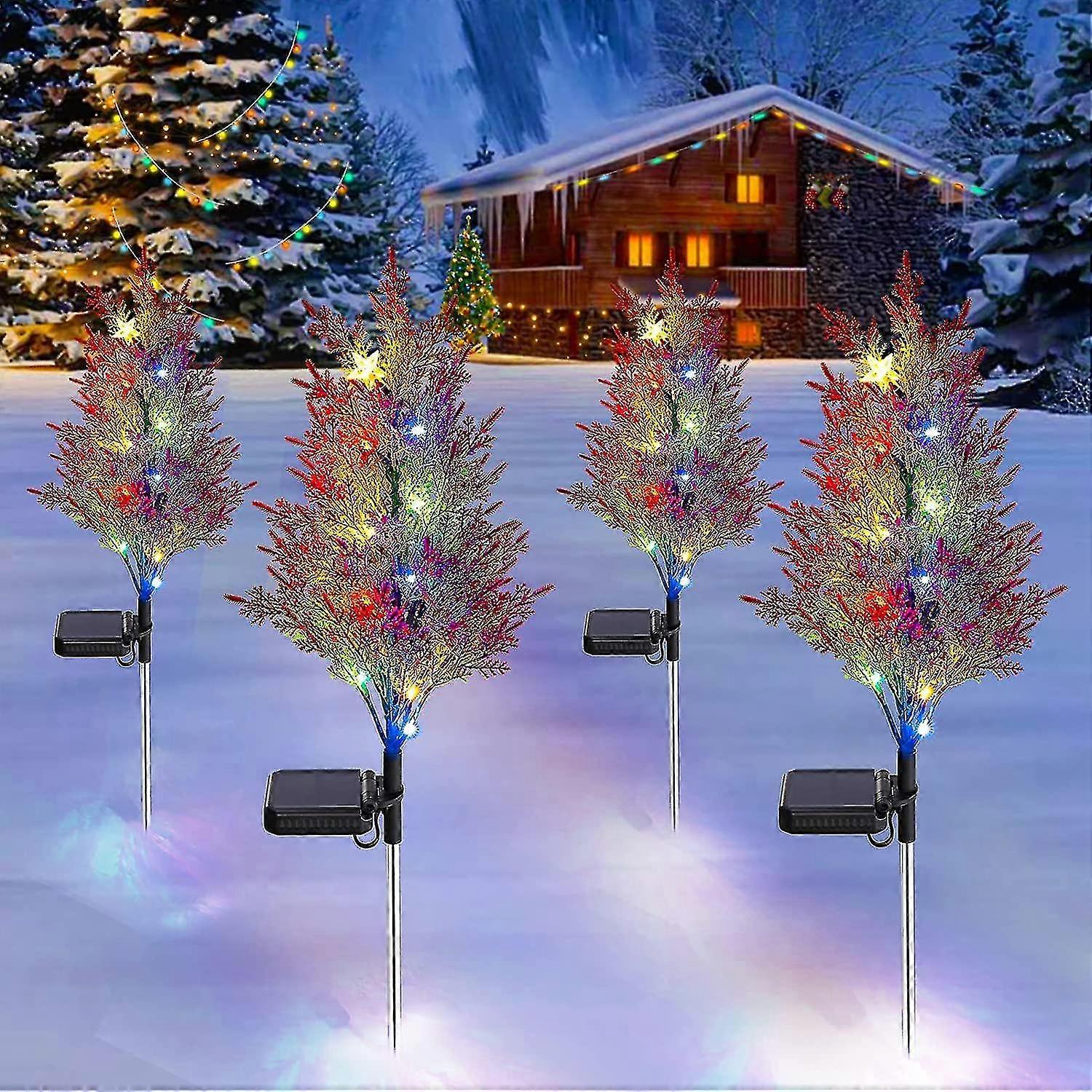 4 Pack Solar Christmas Tree With Led Christmas Lights For Outdoor ...