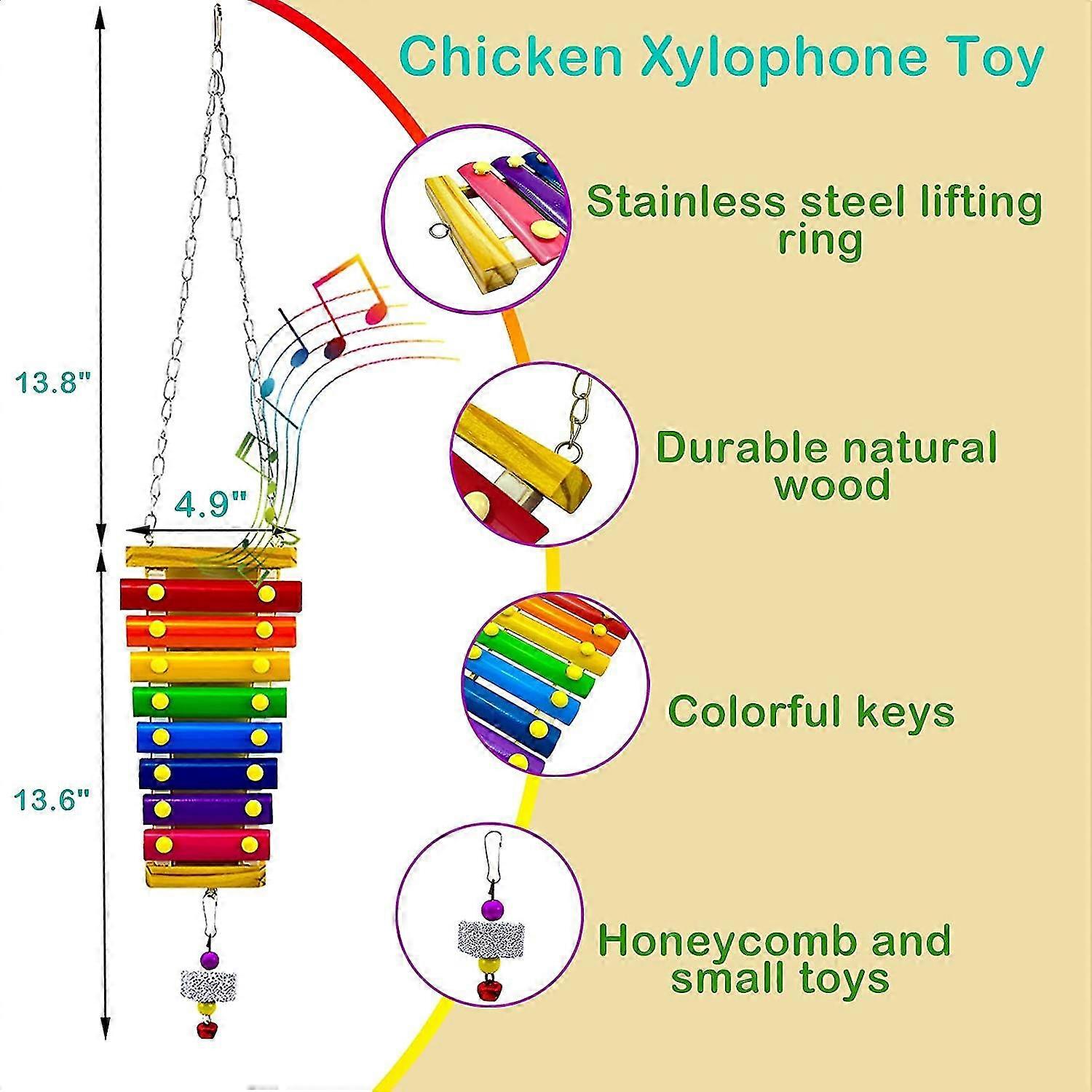 , 6 Pieces For Coop, Chicken Swing And Xylophone Toy, Parrot Chicken ...