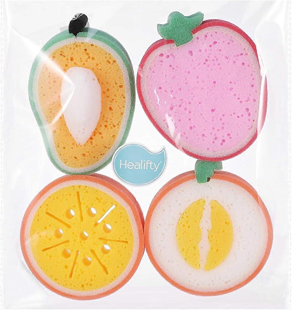 Shower Sponge 4pcs Cute Fruit Shaped Bath Sponge Bath Brushes Sponges ...