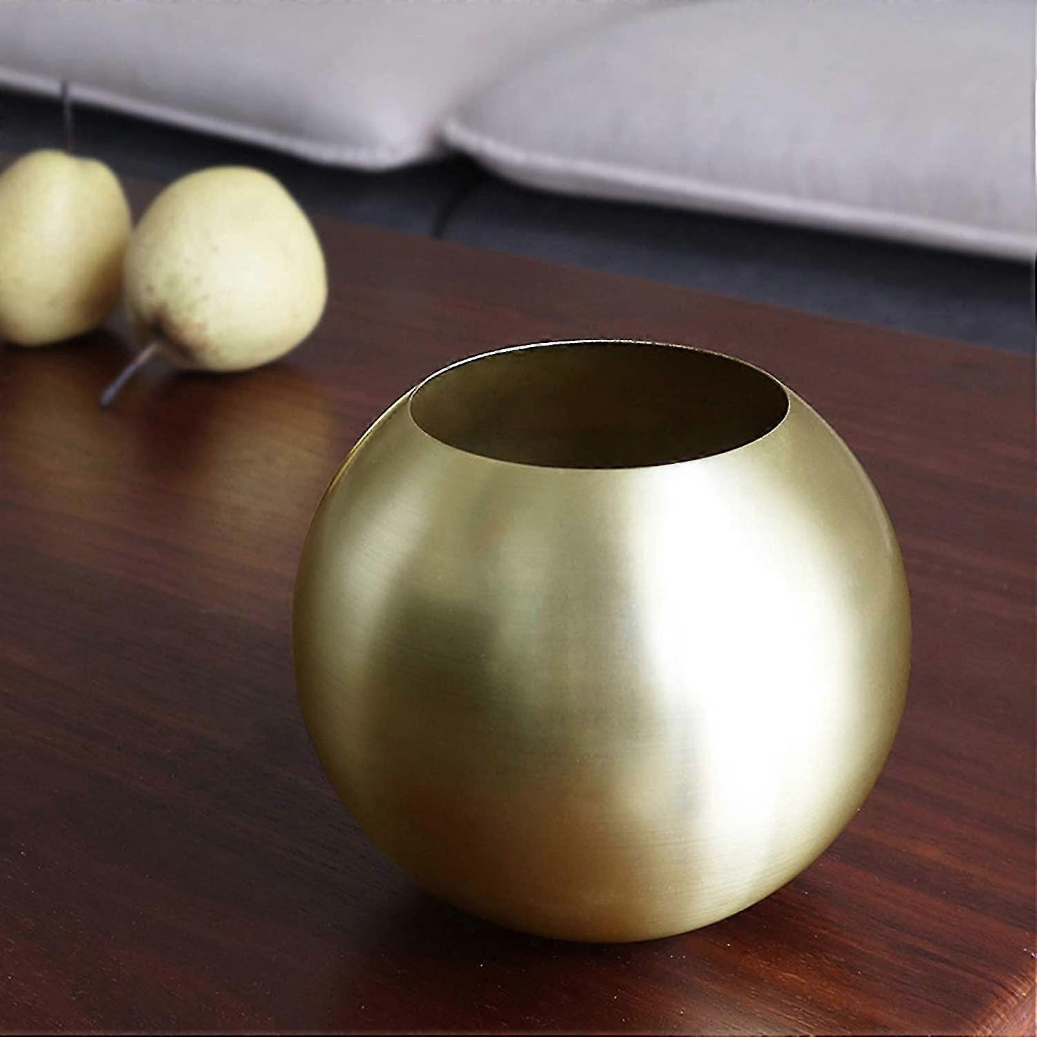 Round Metal Round Bowl Shape Succulent Plant Vase, Stainless Steel Vase ...