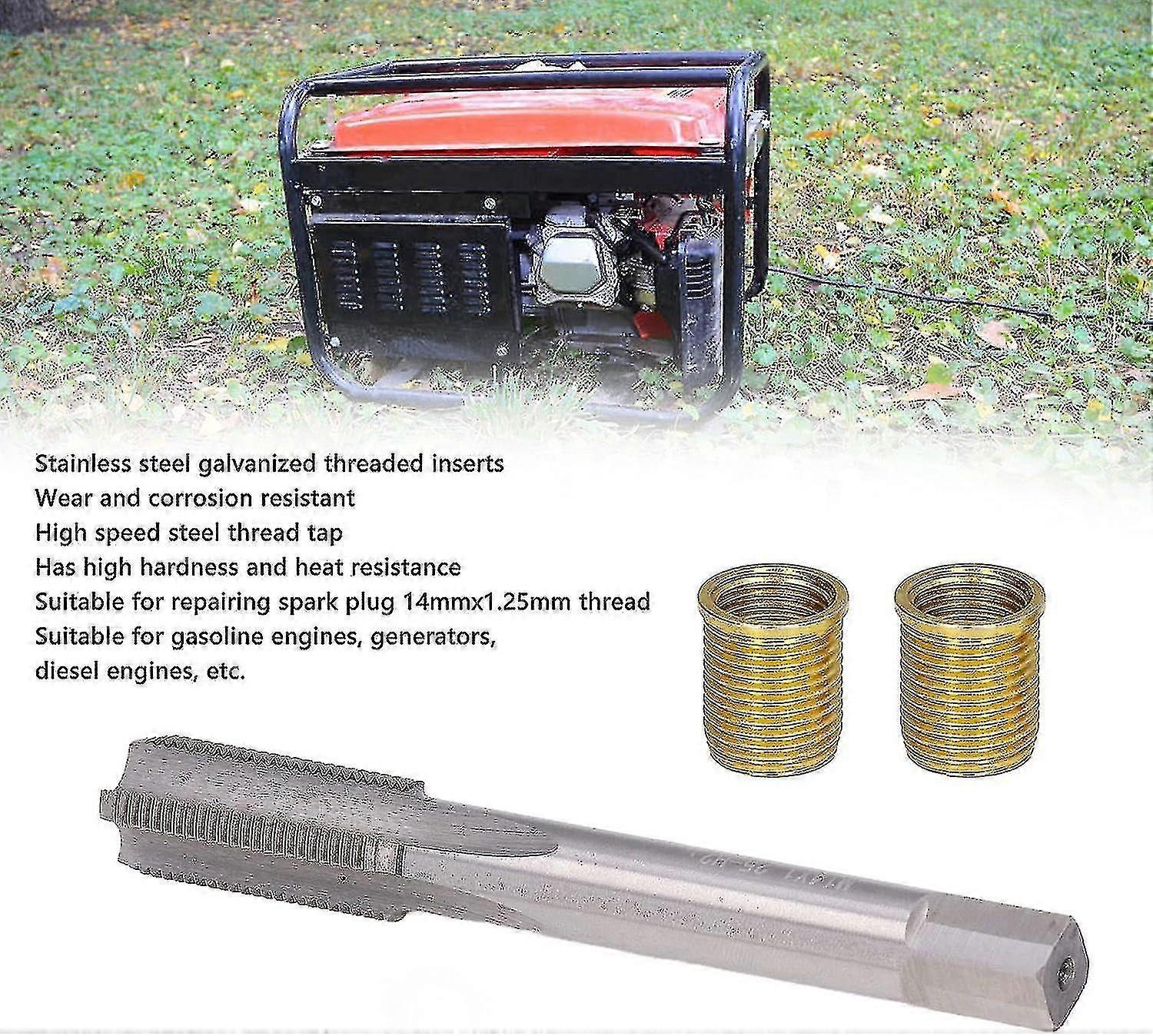 Spark Plug Thread Repair Kit, 10pcs M12x1.25 Thread Inserts And A M14x1 ...