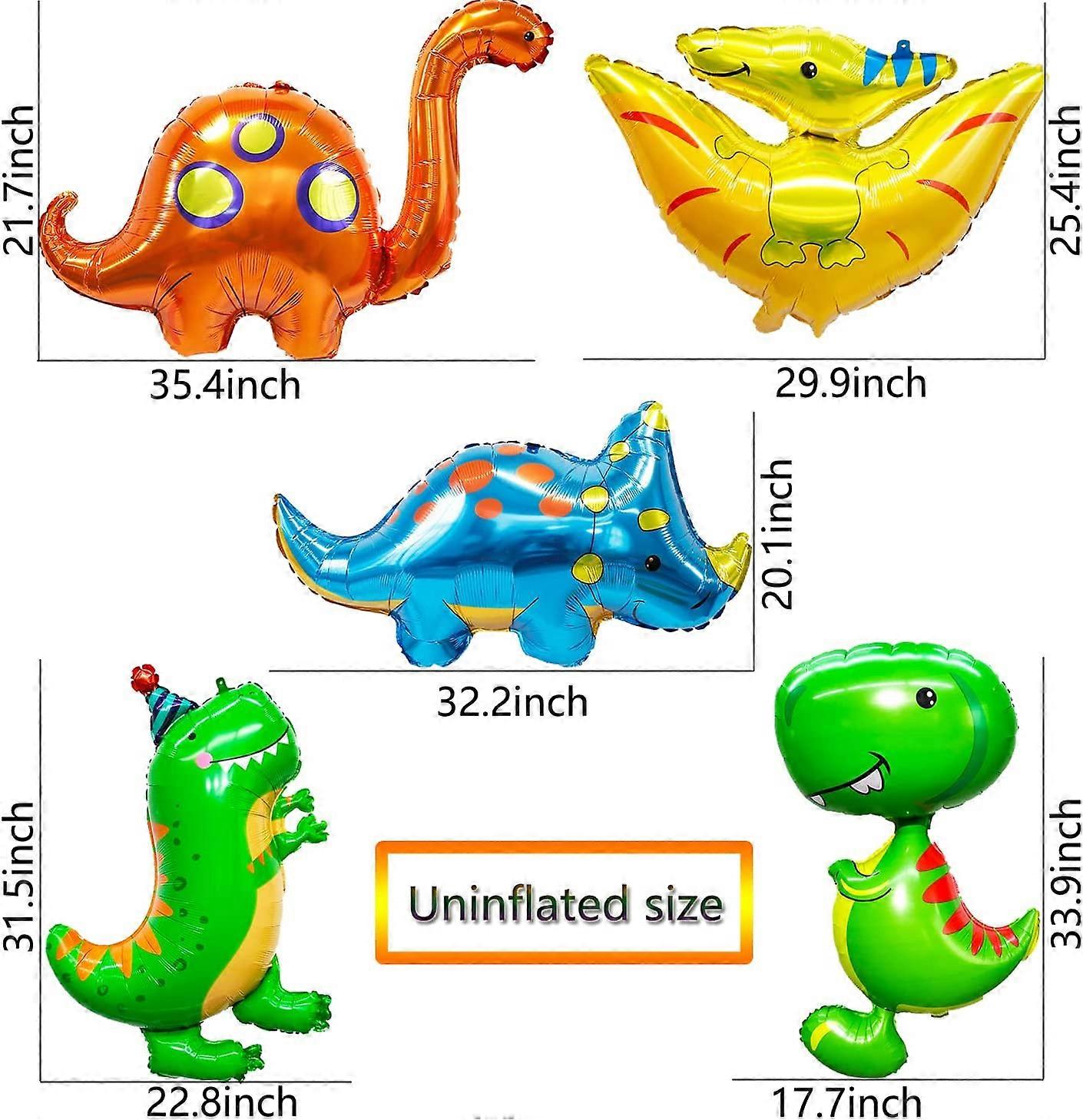 Dinosaur Balloons Dinosaur Birthday Party Supplies 5pcs Large Dinosaur Foil Balloons Aluminum ...