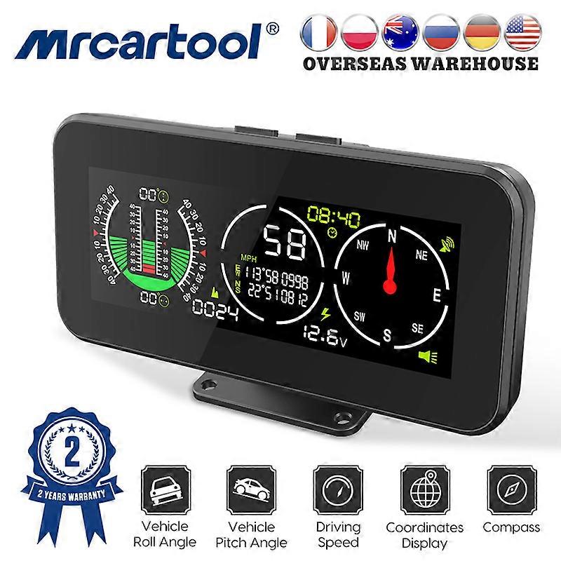 MRCARTOOL M60 Car Speedometer GPS Speed Inclinometer Off-road Car Slope ...