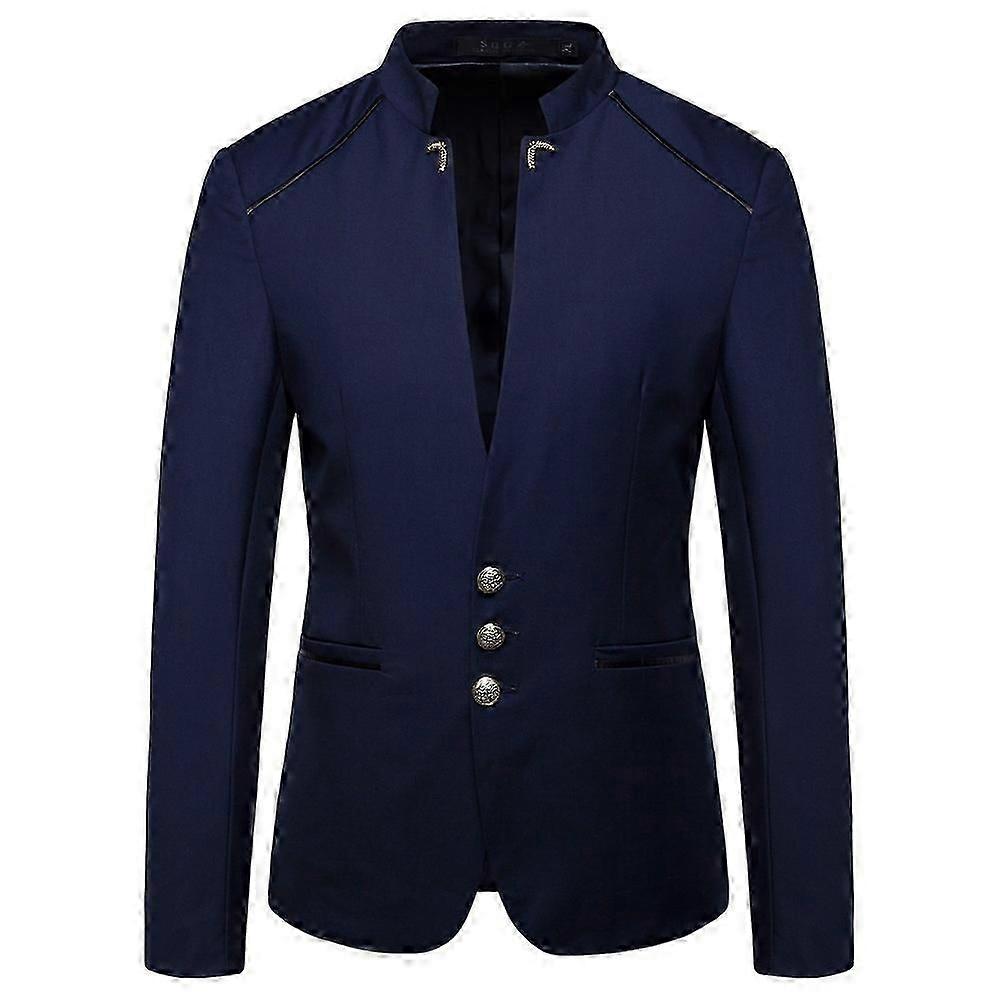 Chinese Style Mandarin Stand Collar Business Casual Wedding Slim Fit ...