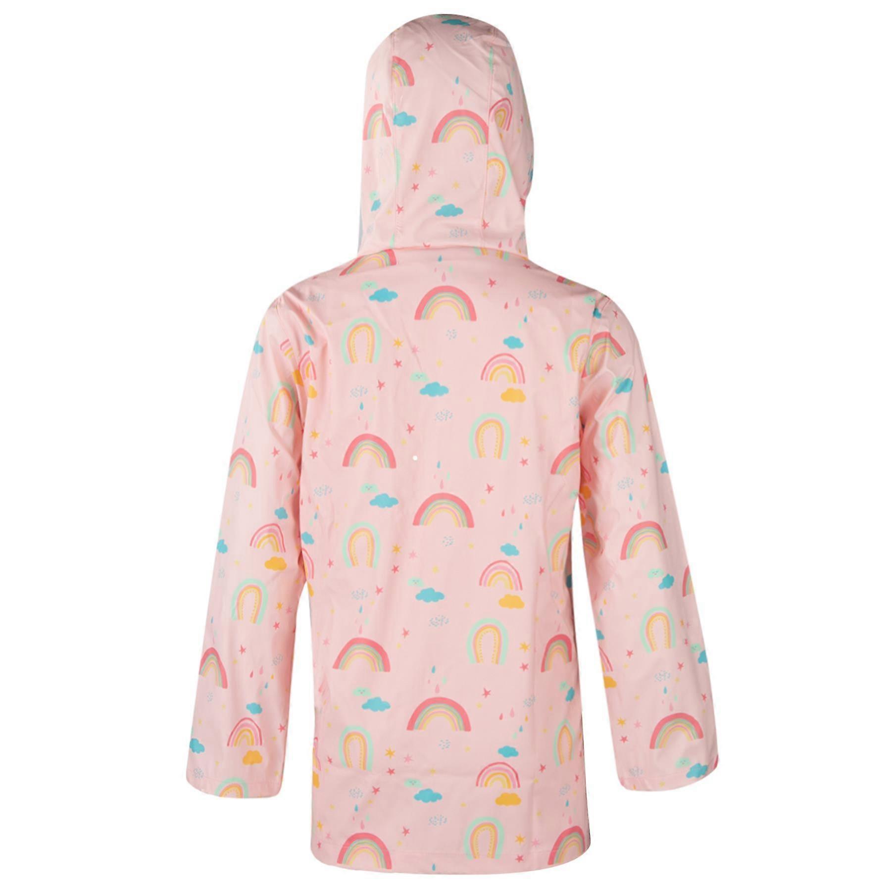 Kids Girls Rainbow Raincoat Wind Resistant Lightweight Hooded ...
