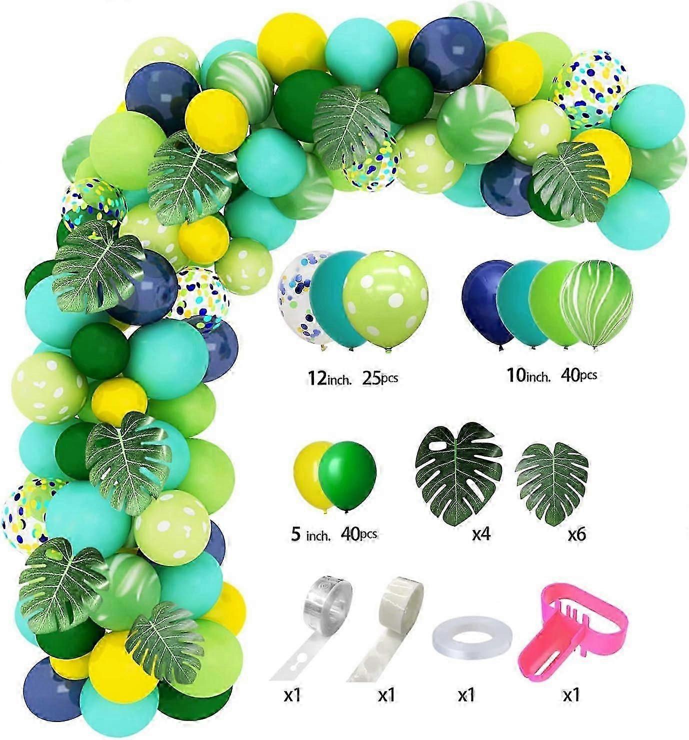 119Pcs Jungle Safari Theme Party Supplies Dinosaur Balloons Garland Arch Kit Confetti Green ...