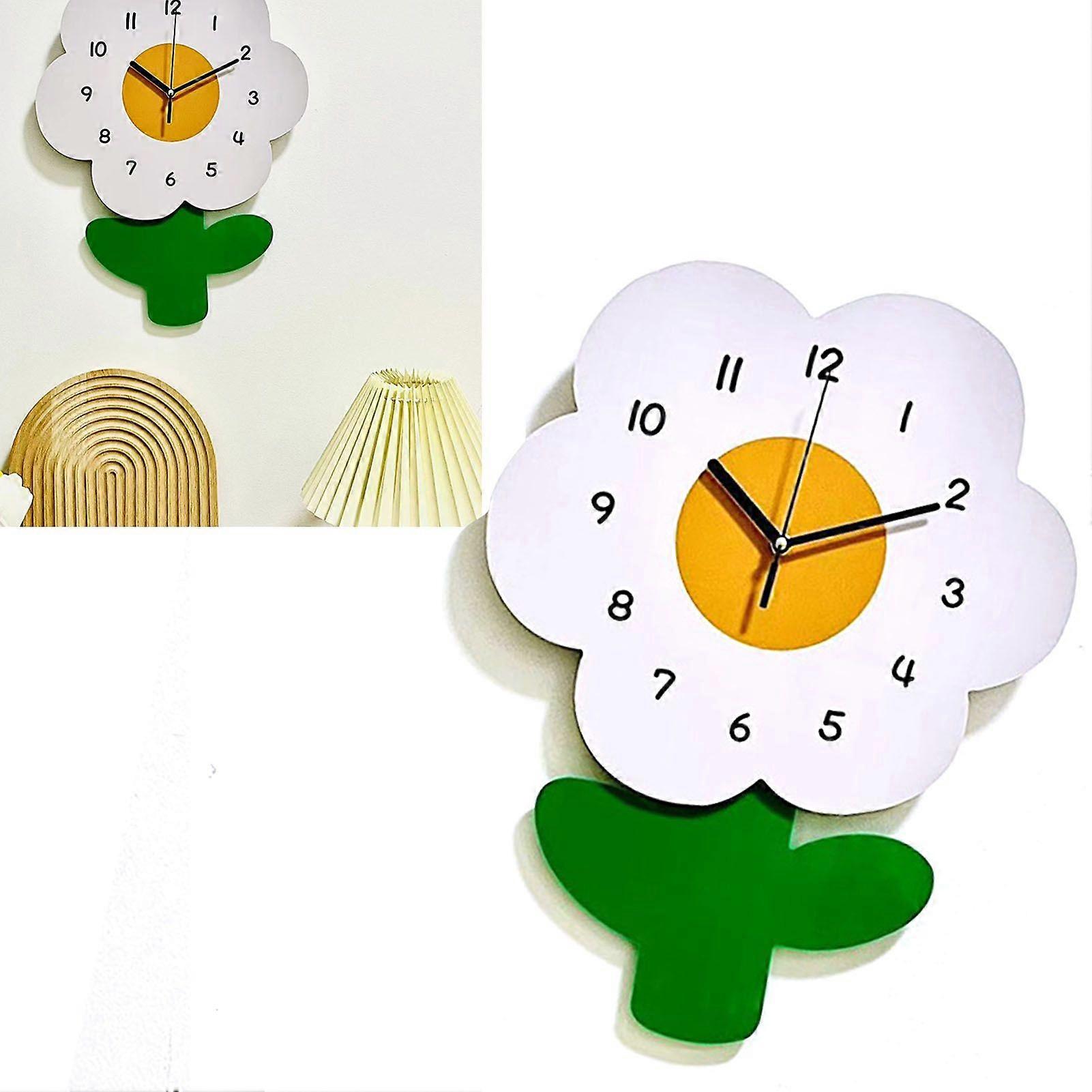 SSRGV Flower Shaped Wall Clocks for Kids Cartoon Cute Exquisite Silent ...