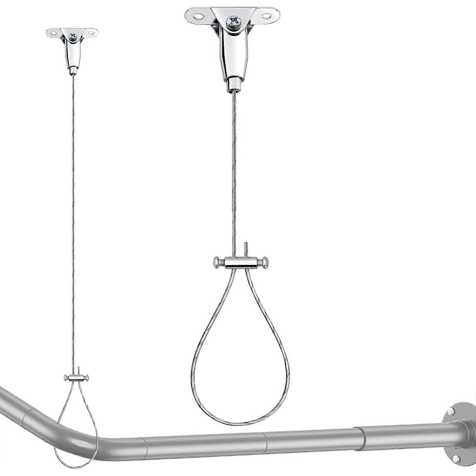 2PCS Stainless Steel Ceiling Hanging Systems Adjustable Shower Rod ...