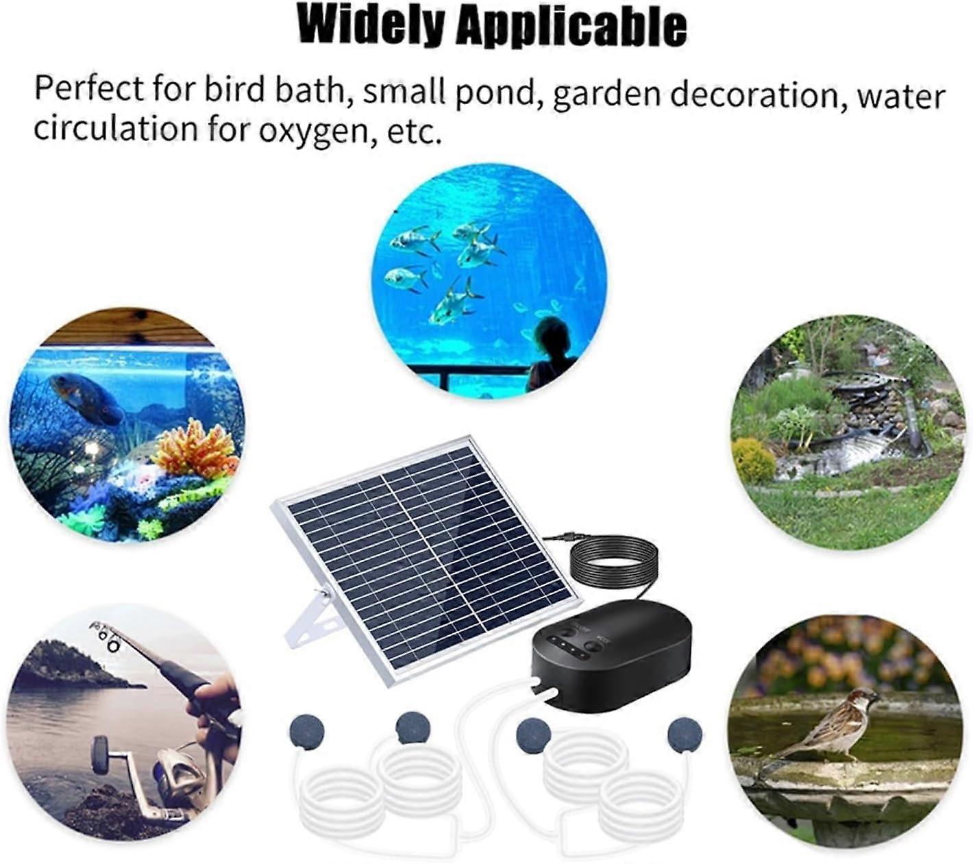 15W Solar Powered Fish Tank Oxygen Pump 4400mAh Battery Backup, 3 ...