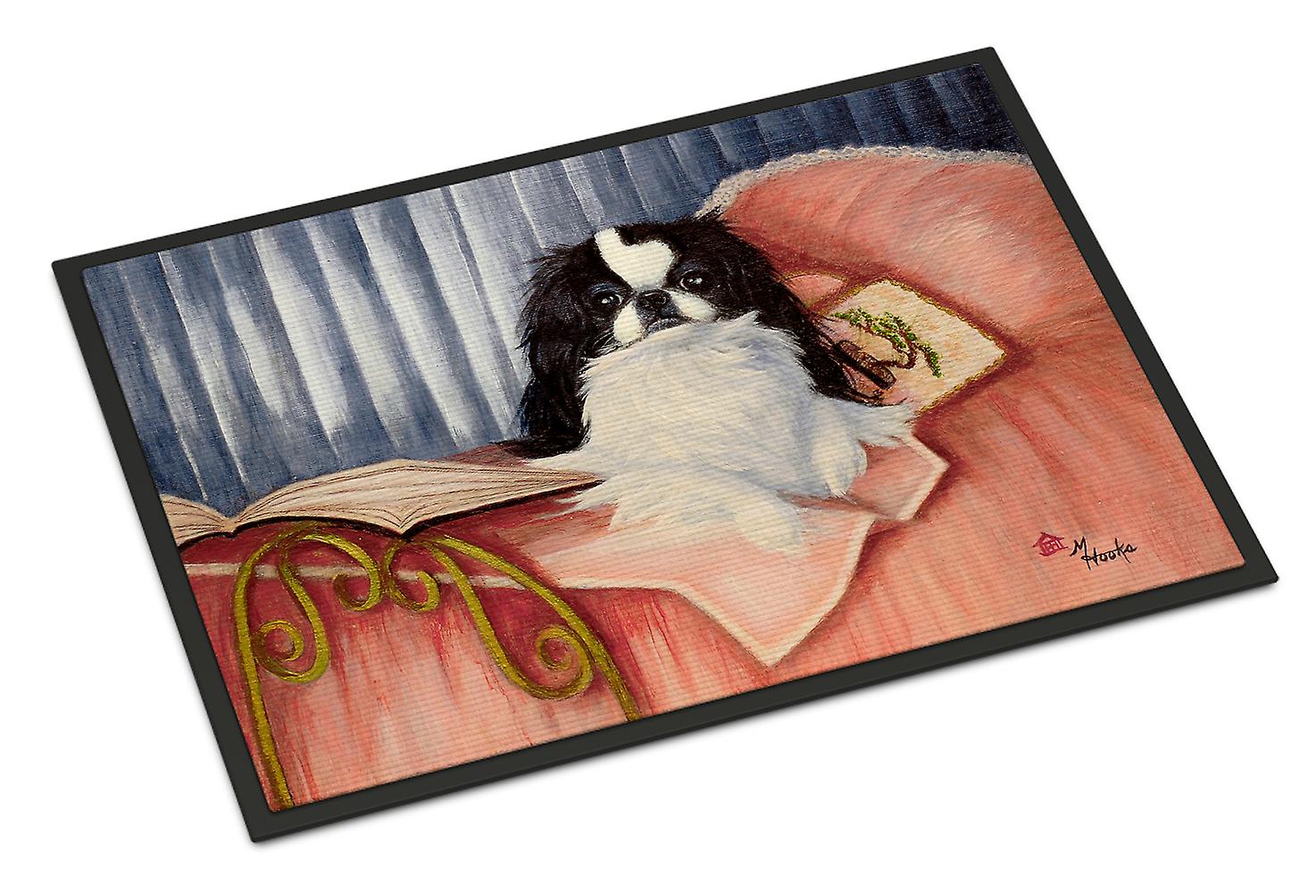 Japanese Chin Reading in Bed Door Mat, Indoor Rug or Outdoor Welcome ...