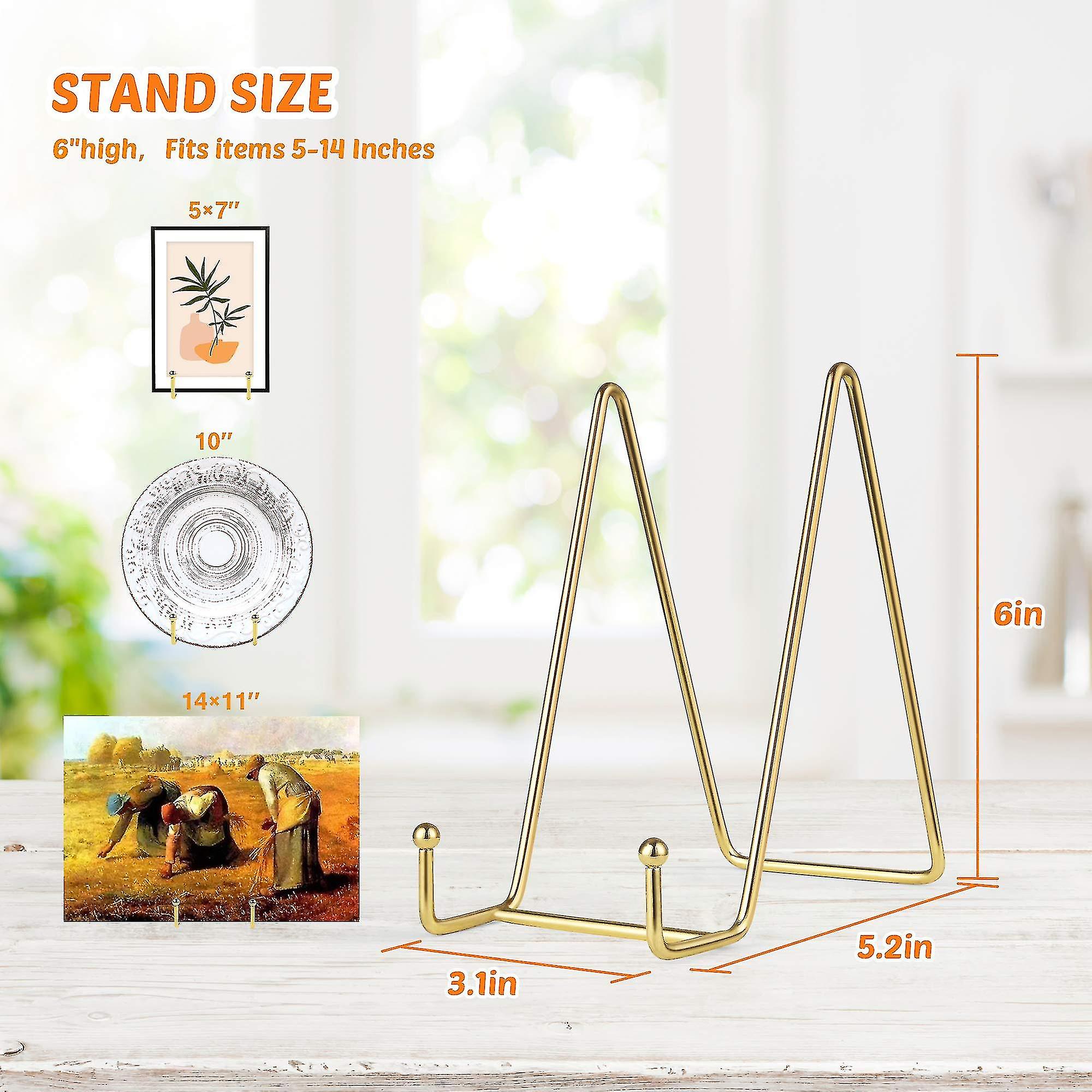 2pcs 6 Inch Display Stands For Plate- Gold Iron Easel Plate Holder ...