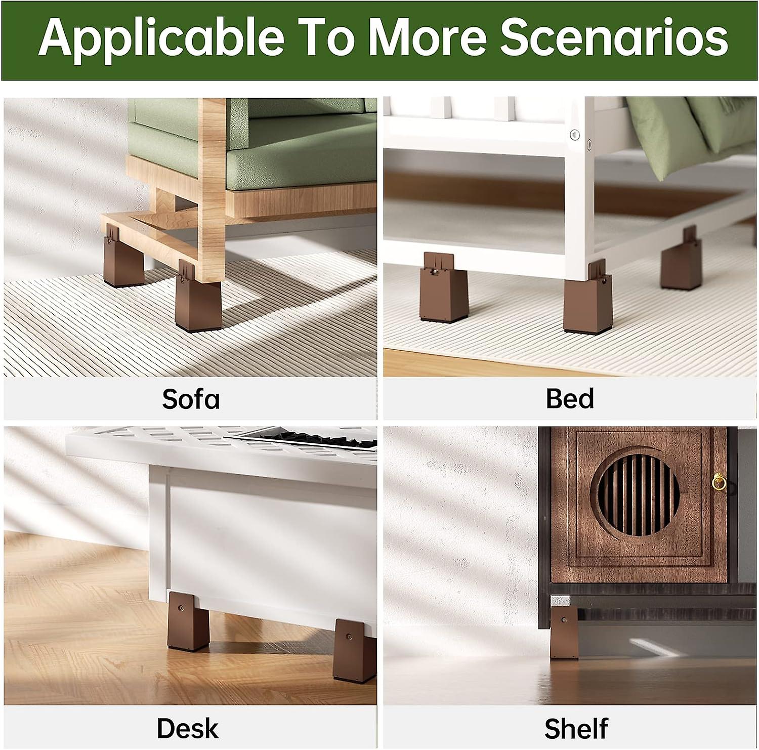 Bed Risers,4 Inch Adjustable Desk Riser Blocks with 4 Pack Heavy Duty ...