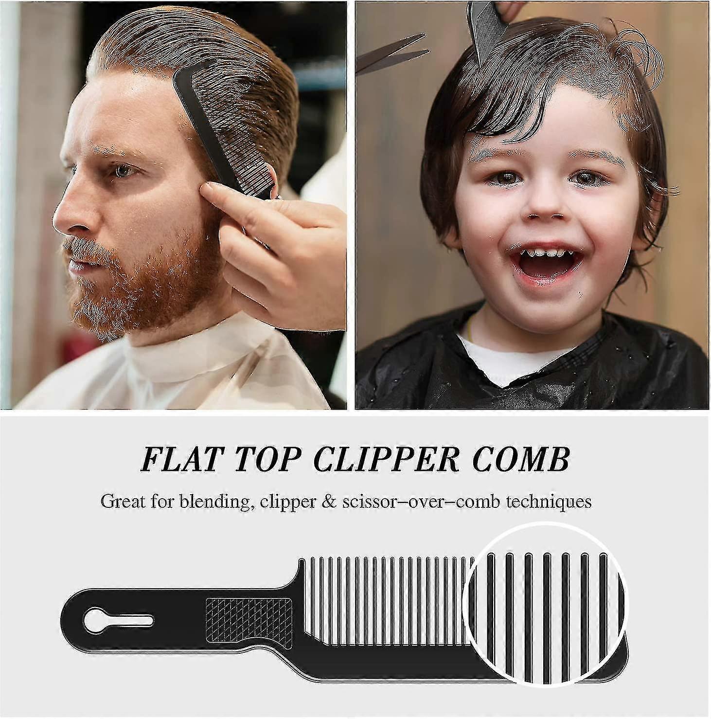 Men Barber Comb Set Taper Hair Cutting Flat Top Clipper Flattop Barberology Comb Heat-resistant ...