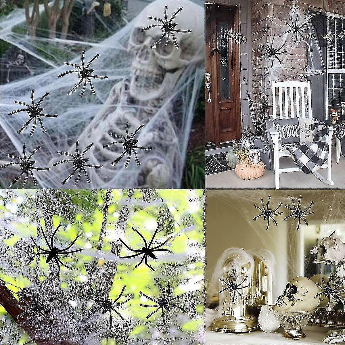 3pcs Halloween Spider Web With 60 Fake Spiders, Dummy Spider Webs For ...