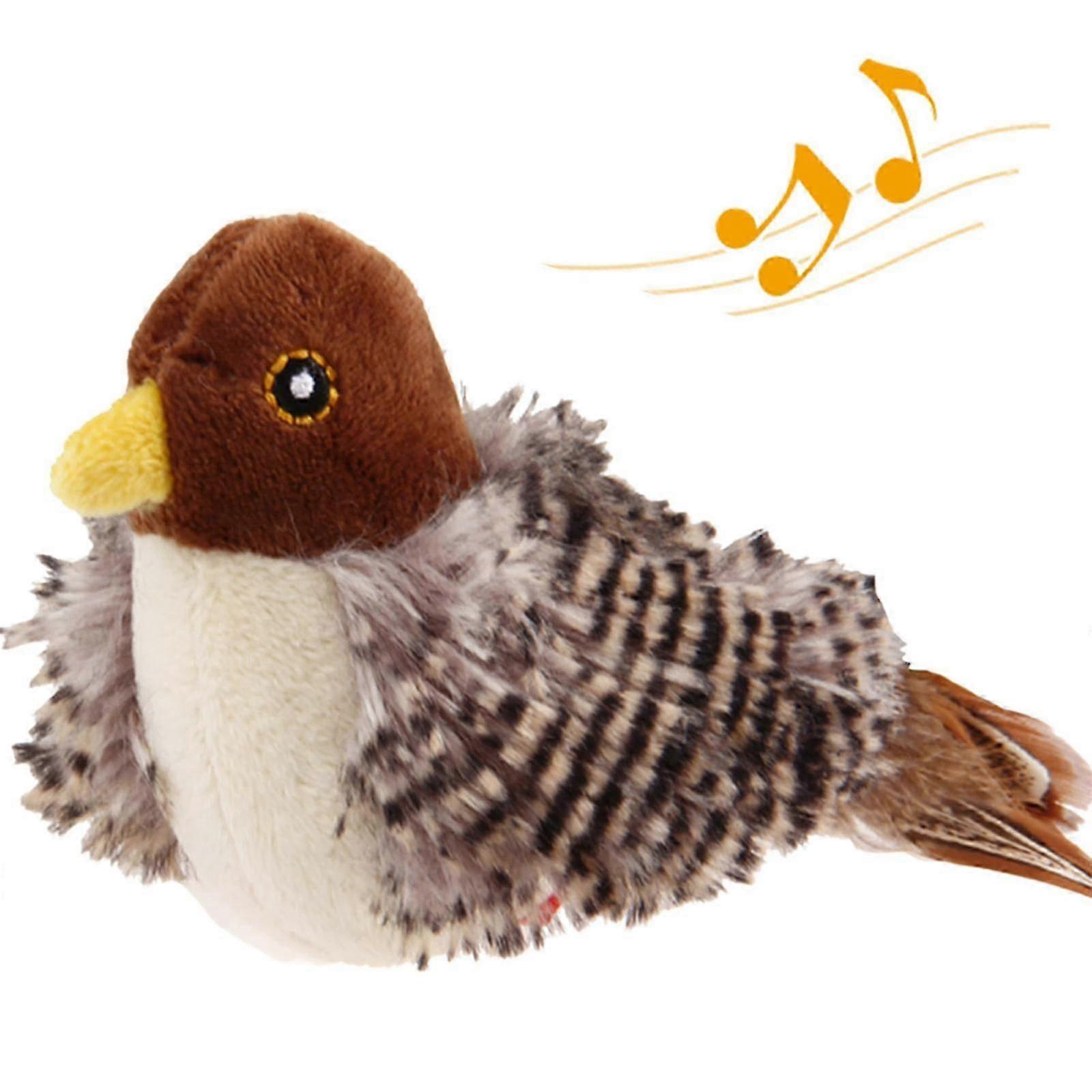 Flapping Bird Sparrow Cat Toy Lifelike Chirping Sounds Touch-Activated ...