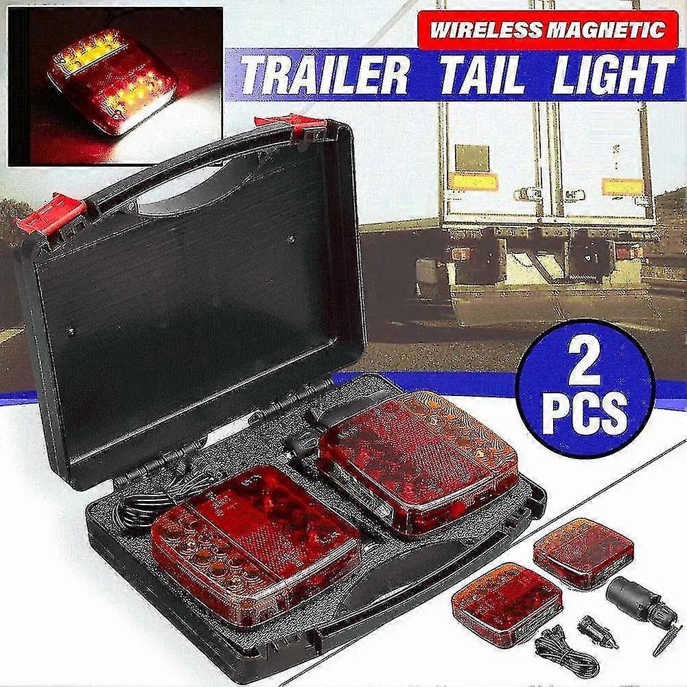 2pcs Wireless Magnetic Led Truck Tail Light Trailer Rear Light Signal ...