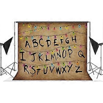 Stranger Photography Backdrop Rustic Alphabet Colorful Lights ...