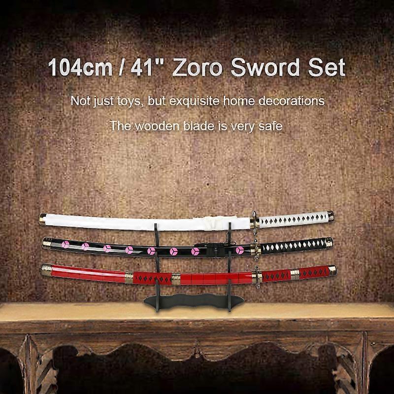3-pcs Set Roronoa Zoro Swords 104cm Handmade Katana Japanese Anime ...
