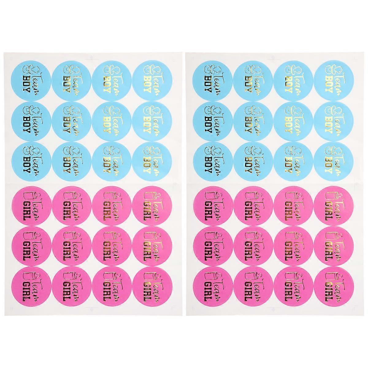48 Pieces Gender Reveal Stickers Games Team Boy & Team Girl Perfect ...
